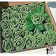 Amazon.com: Gankar Sage Green Roses Artificial Flowers 25pcs, Sage Artificial Roses with Stems ...