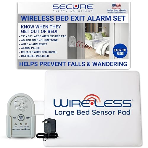Secure Wireless Bed Alarm for Elderly Adults - 24"x30" Bed Sensor ...