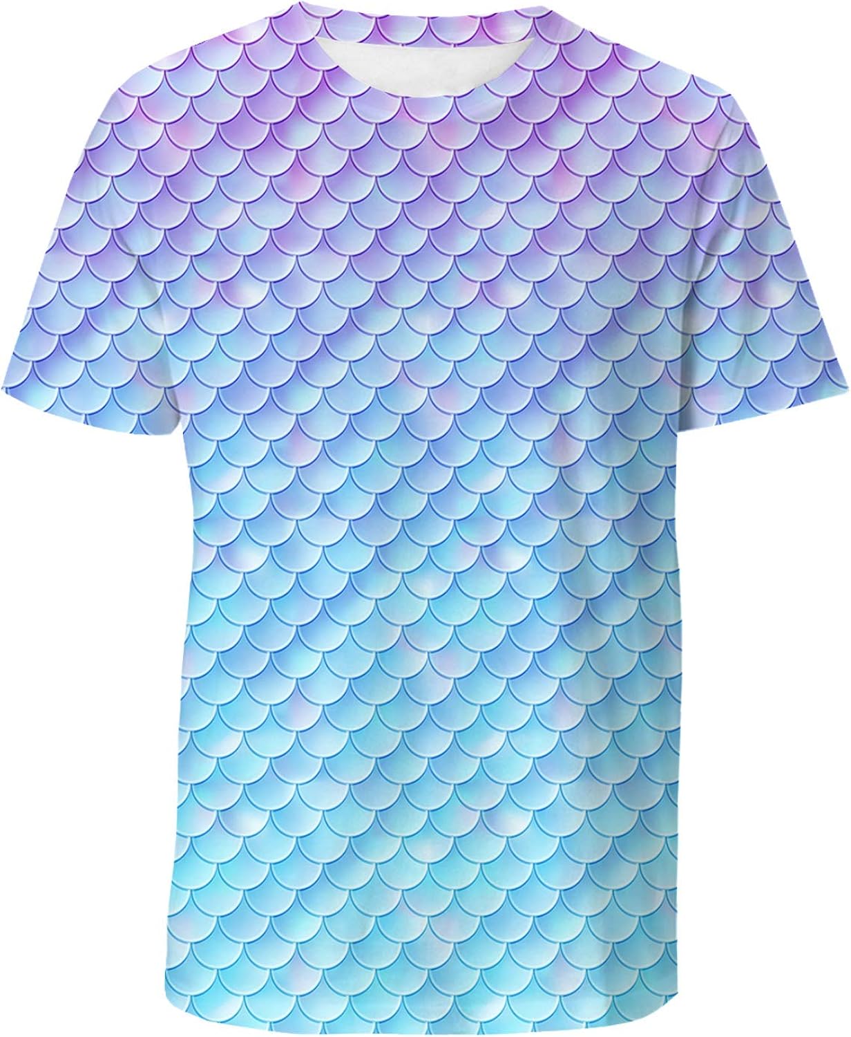 Amazon.com: EZON-CH Men T Shirt Crew T-Shirts Colorful Fish Scale ...