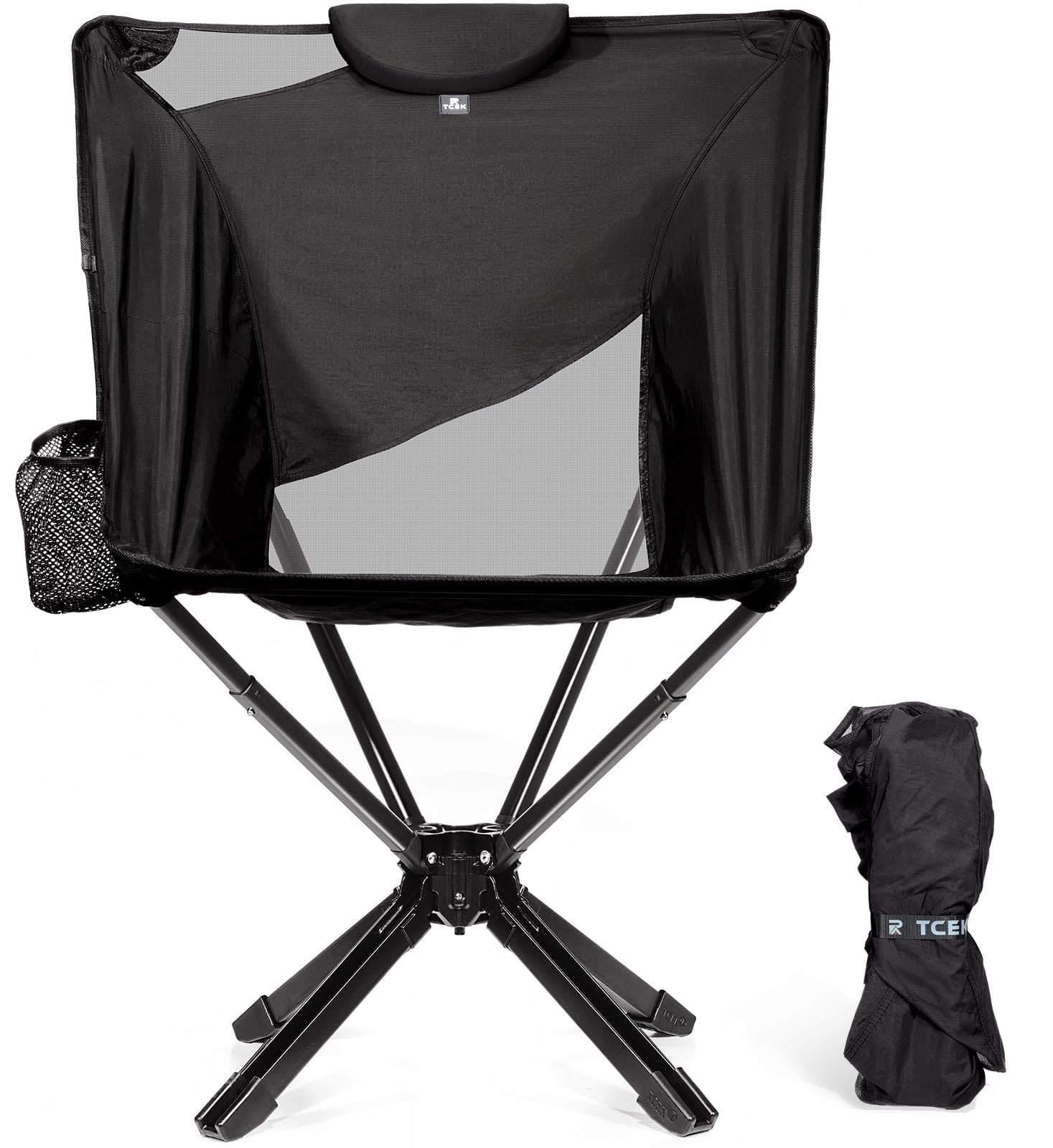 TCEK Portable High Back Camping Chair with Adjustable Height, Small ...