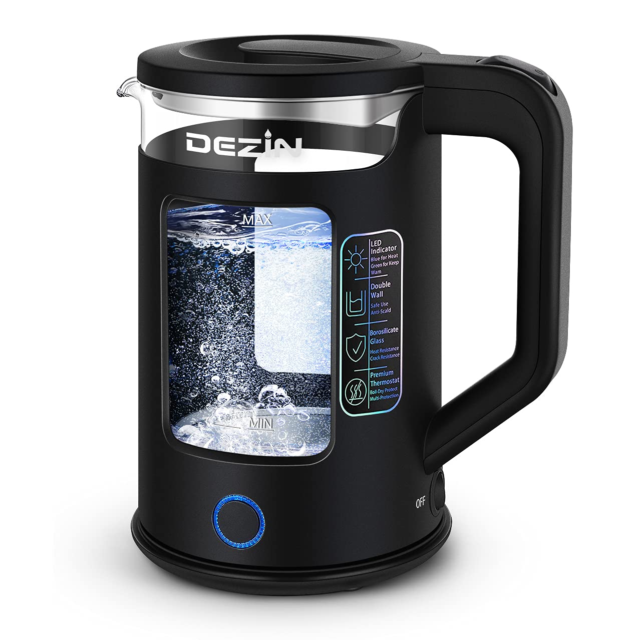 Dezin Electric Kettle with Keep Warm Function, BPA Free Window-Glass ...