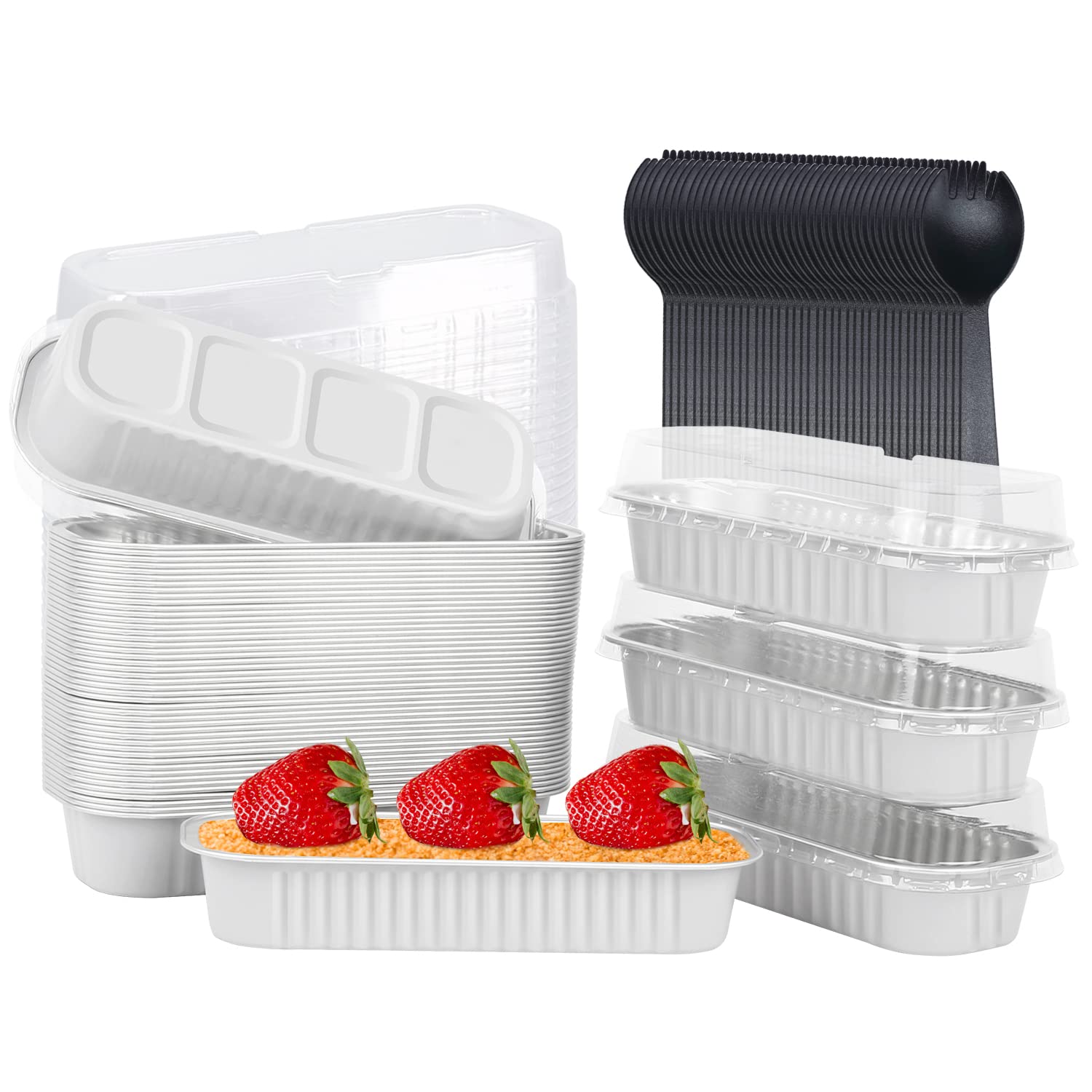 LNYZQUS Mini Loaf Baking Pans With Lids 50 Pack, 6.8oz Rectangle ...