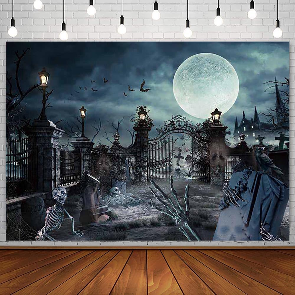 AIBIIN 7x5ft Halloween Backdrop for Photography Iron Gate Horror Night ...