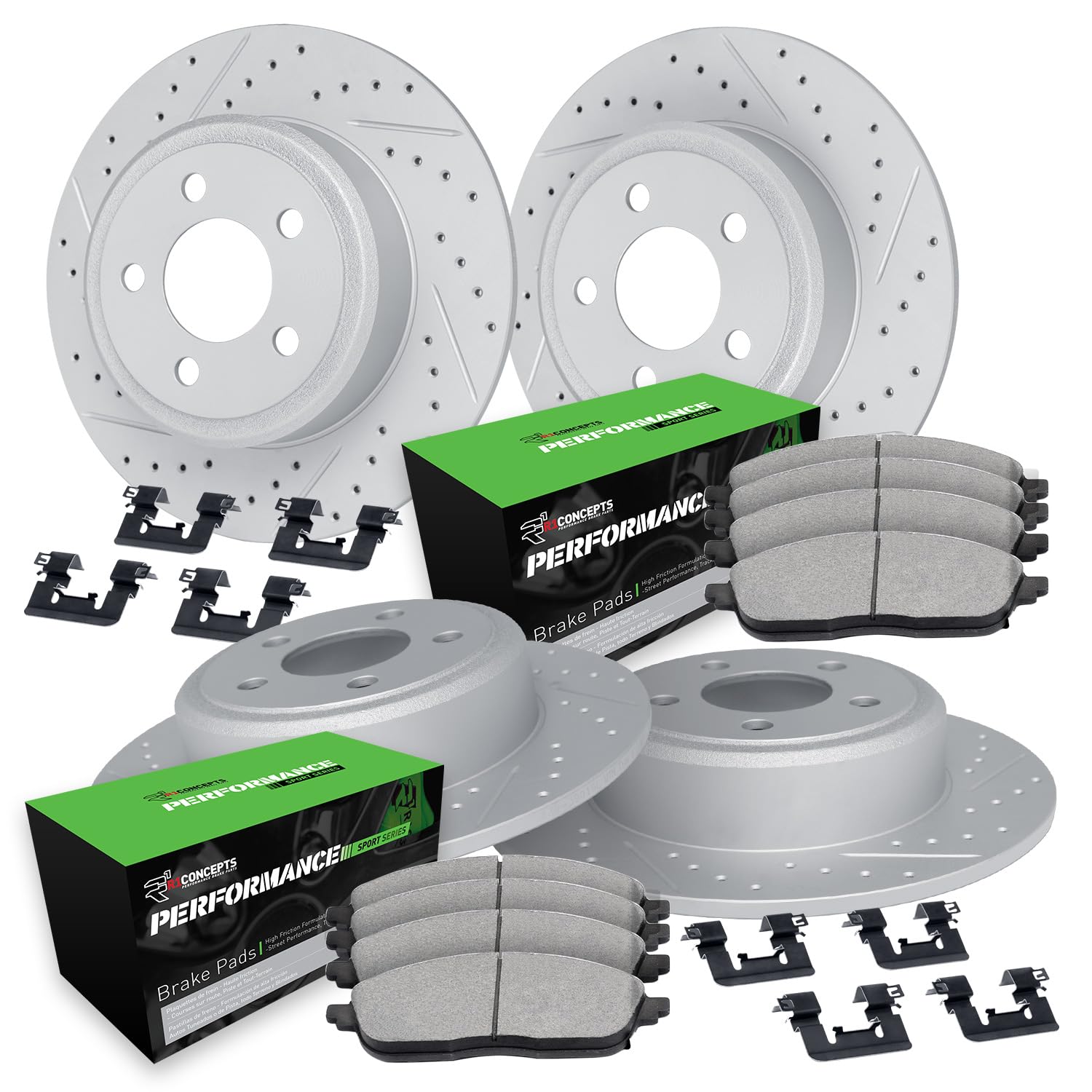 R1 Concepts Front Rear Brakes and Rotors Kit |Front Rear Brake Pads ...