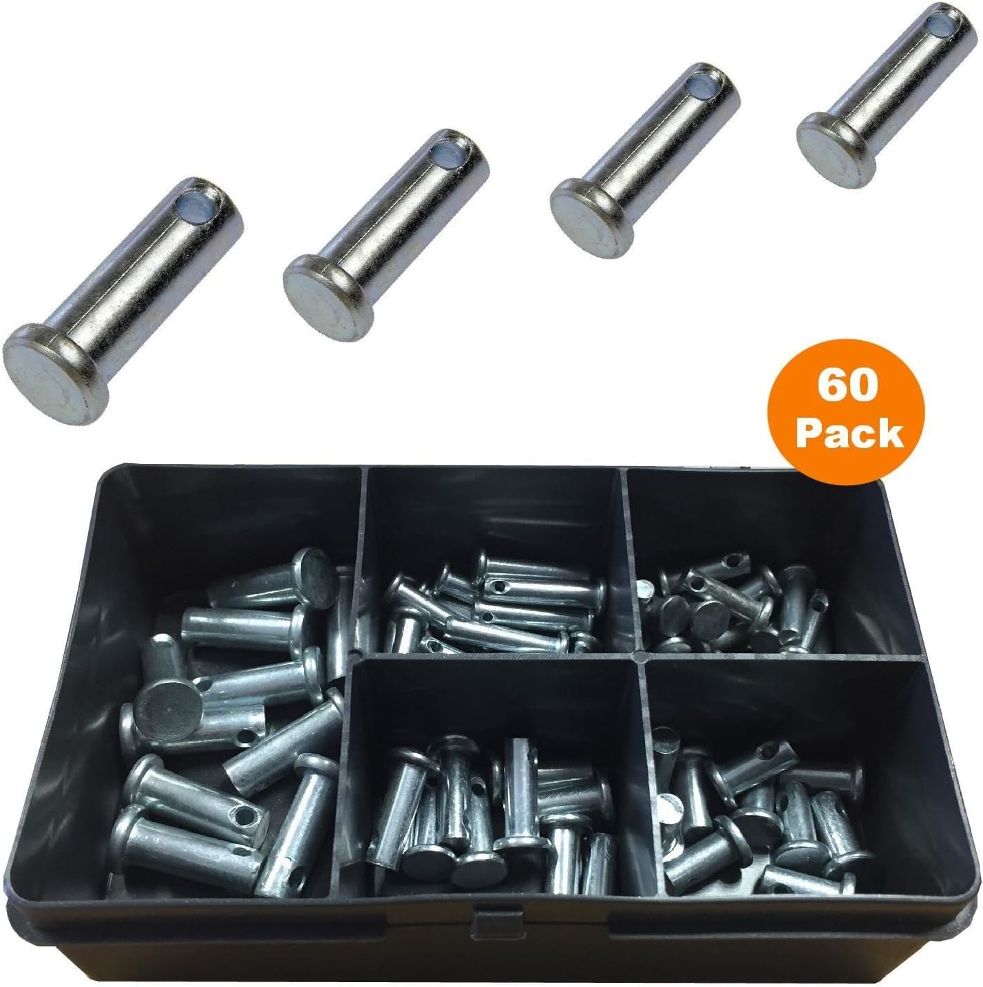 60 x Assorted Clevis Pins Metric Securing Fasteners for R Clips & Split ...