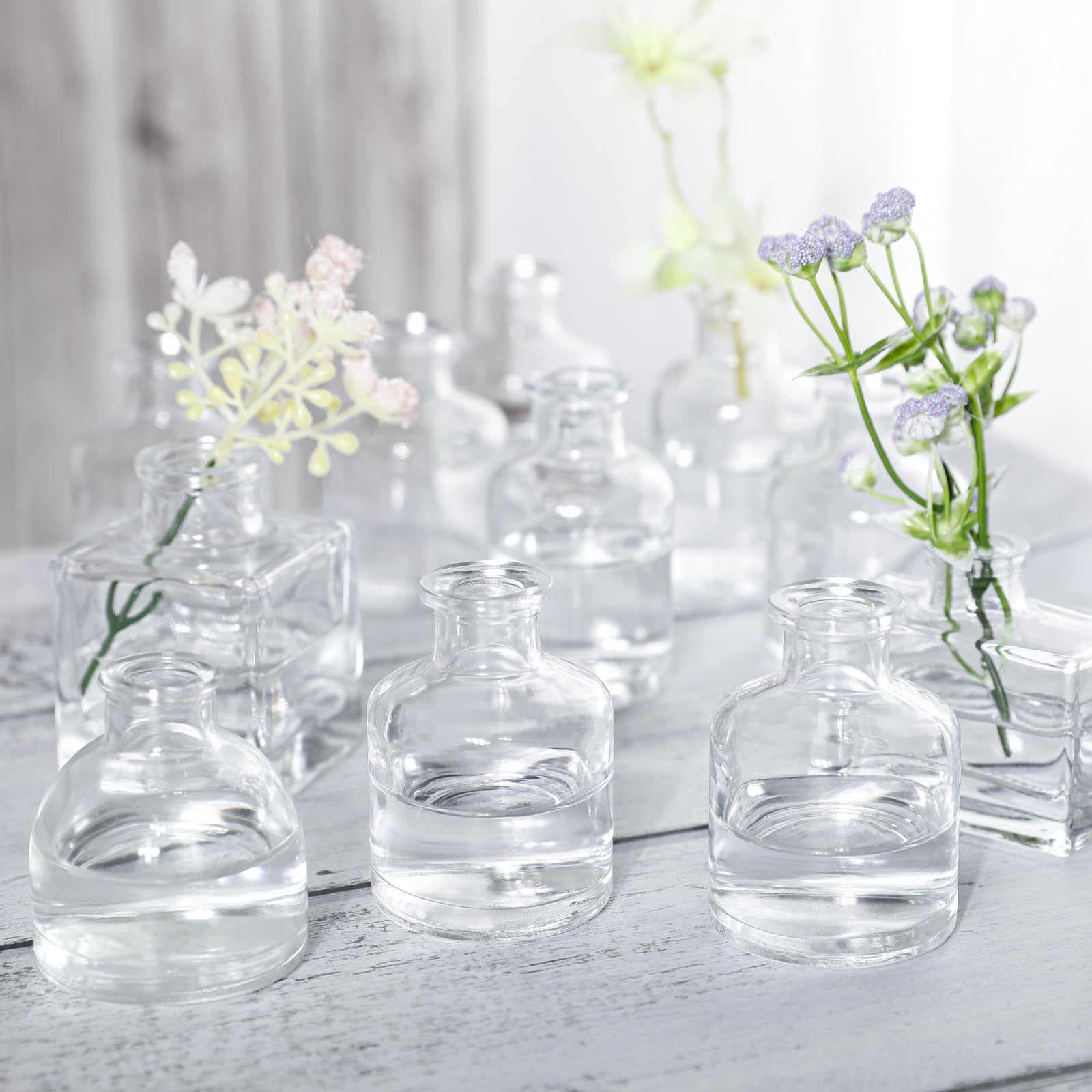 Small Mini Flower Vases - Set of 20 Clear Glass Bud Vases - Vintage ...