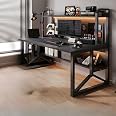 Amazon.com: LITFAD Rectangular Wooden Office Desk Modern Computer Desk ...