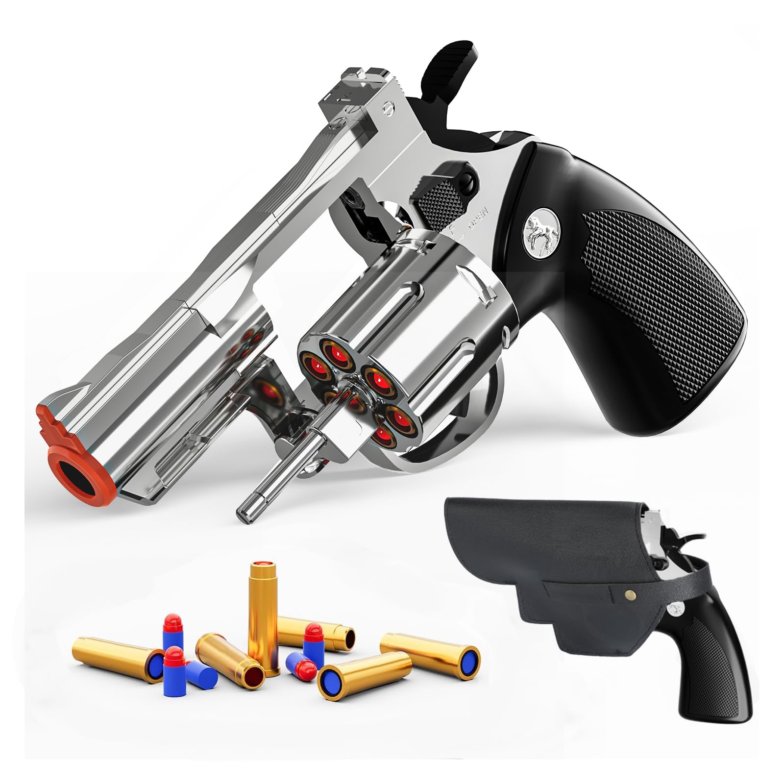 Toy With Holster Silver - Soft Bullet Western Cowboy Prop Revolver Gun ...