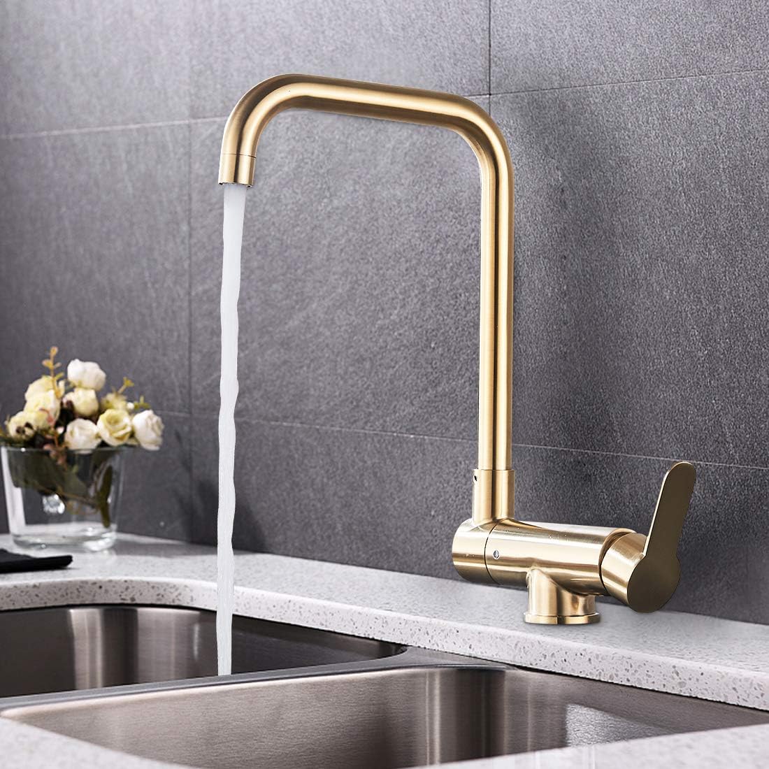 Suguword 360° Rotatable Front Window Kitchen Tap Sink Mixer Tap Single ...
