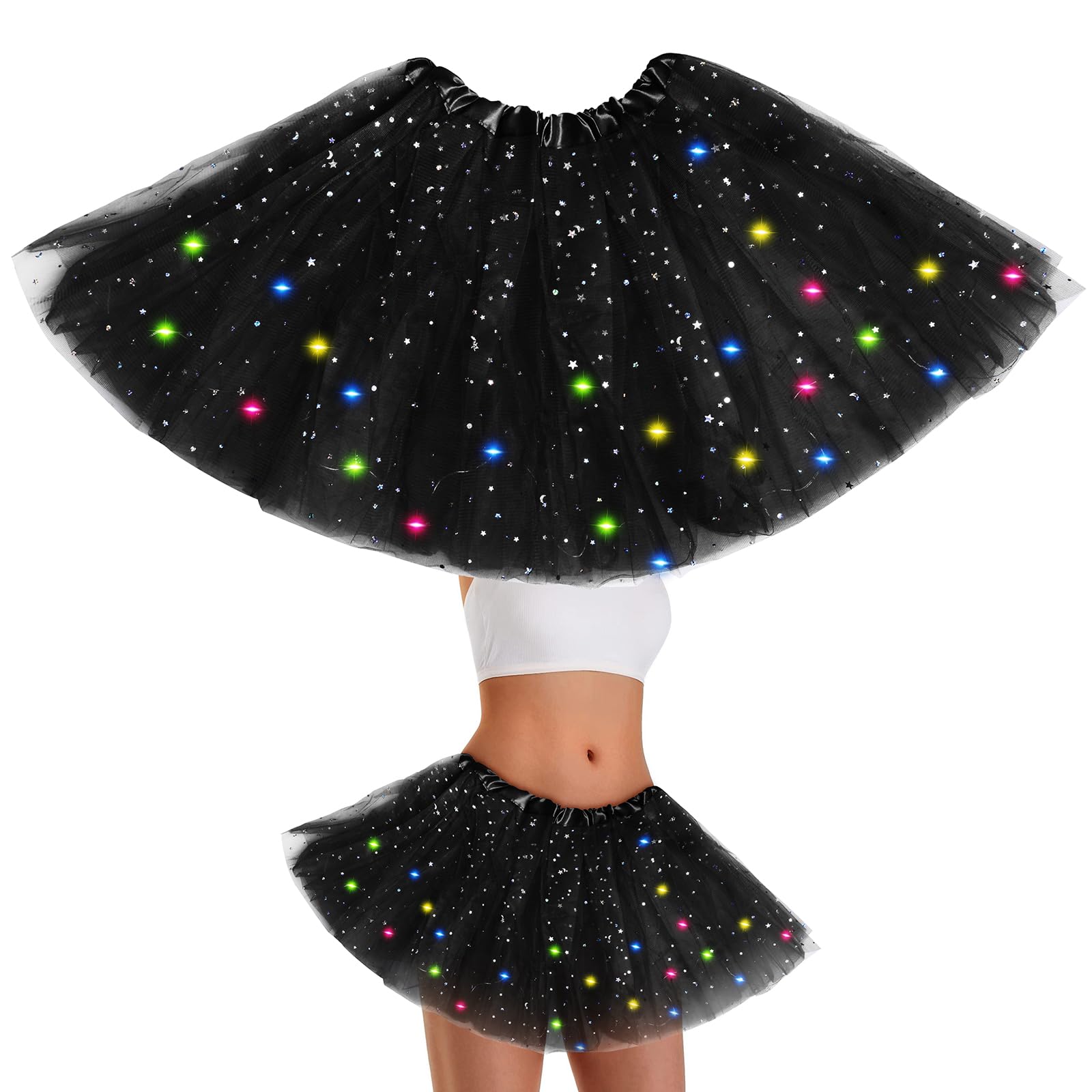 Women's Light Up Tutu Skrit LED Tutus Black Tulle Dance Skirts for sale ...