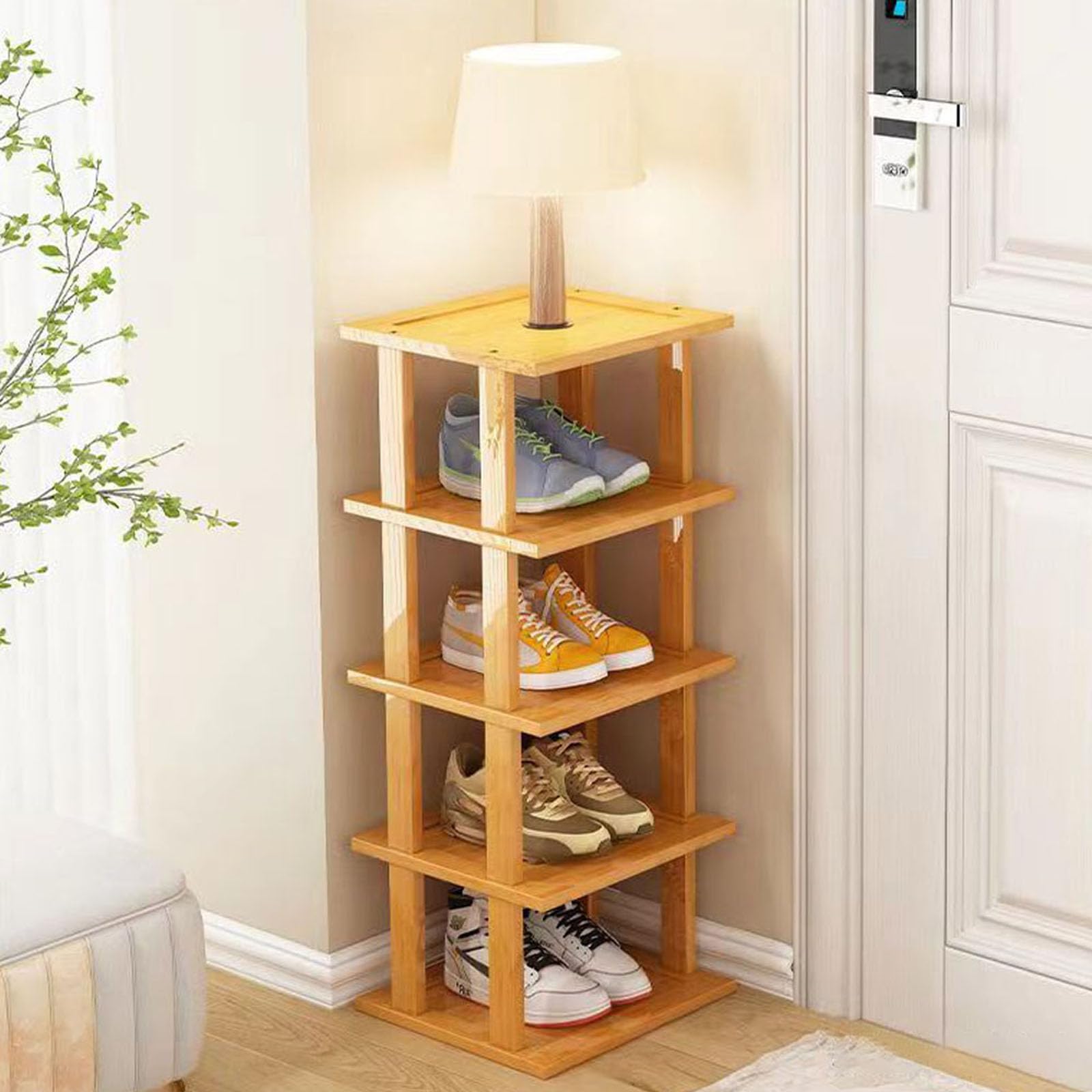 Bamboo Shoe Rack 5Tier- Vertical Shoe Rack for Small Spaces, Tall ...
