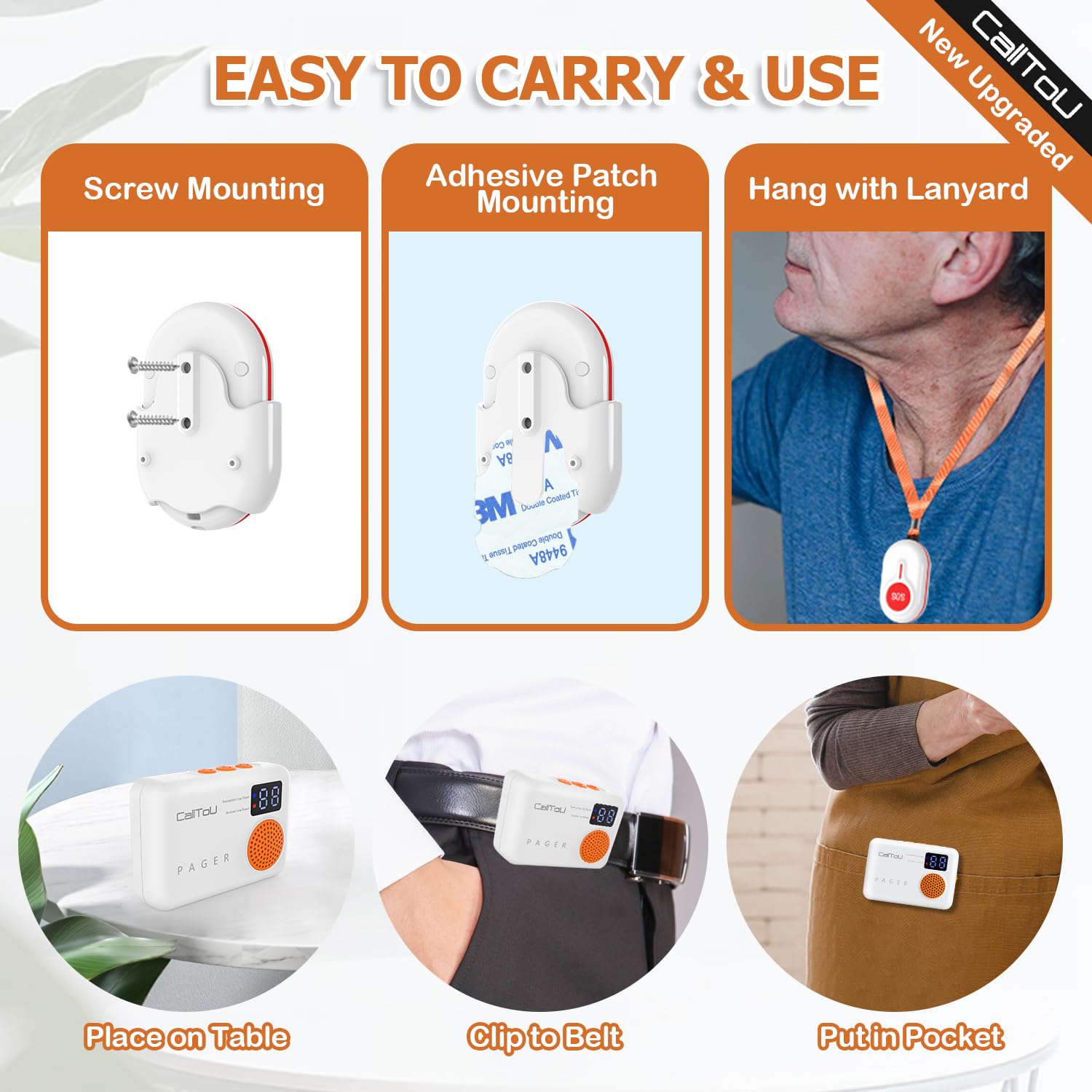 Mua CallToU Caregiver Pager Wireless Call Button 1000FT for Elderly ...