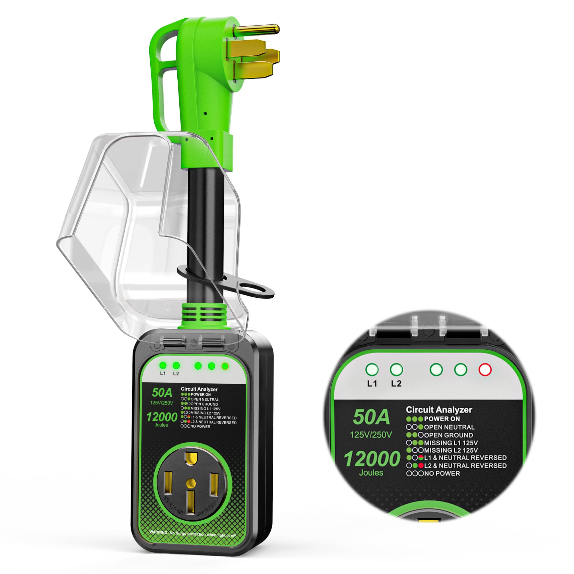 Vehiker RV Surge Protector 50 Amp Waterproof, Upgraded 12000 J RV Power ...