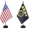 Amazon.com: WXTWK 2 Pack USA Gold Crest Flag Gold Crest Deluxe Desk ...