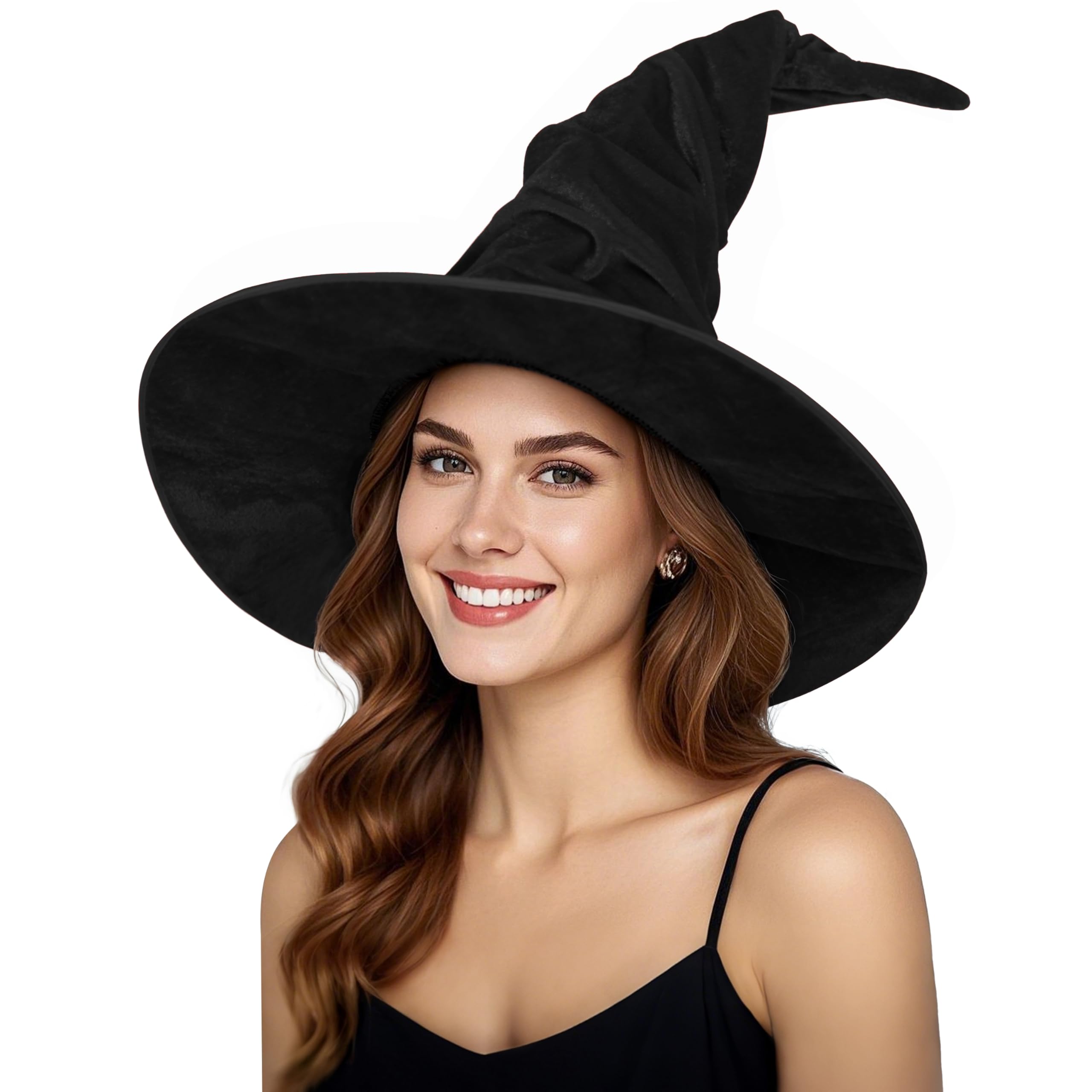 JEGERMIG Women's Black Masquerade Ruched Witch Hat Oversized Witches ...