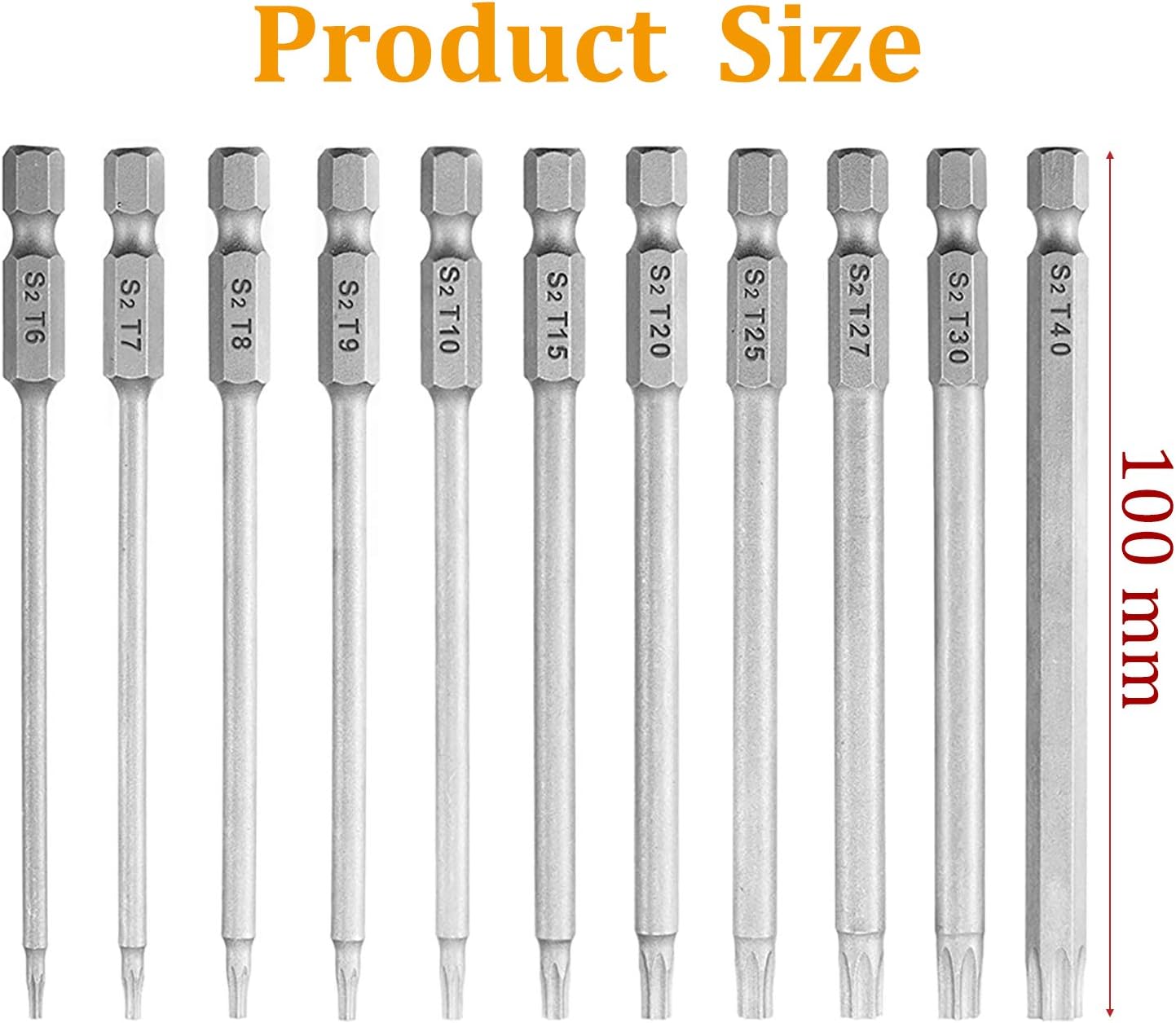 LEILIANG 11 Piece Screwdriver Bits Set, 100mm 1/4 Inch T6-T40 Torx Star ...
