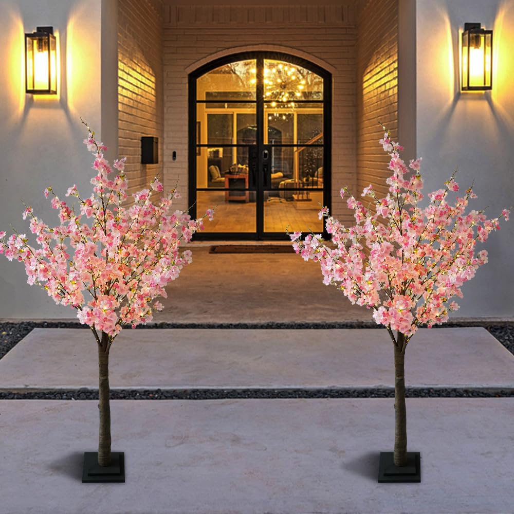 Melorca&Guilla Cherry Blossom Tree with Led Lights,2Pack 5 ft Lighted ...