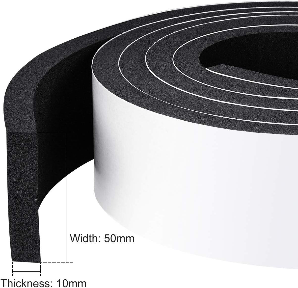 Fowong Weather Stripping 50mm(W) x 10mm(T) x 2M(L) Adhesive Foam Tape ...
