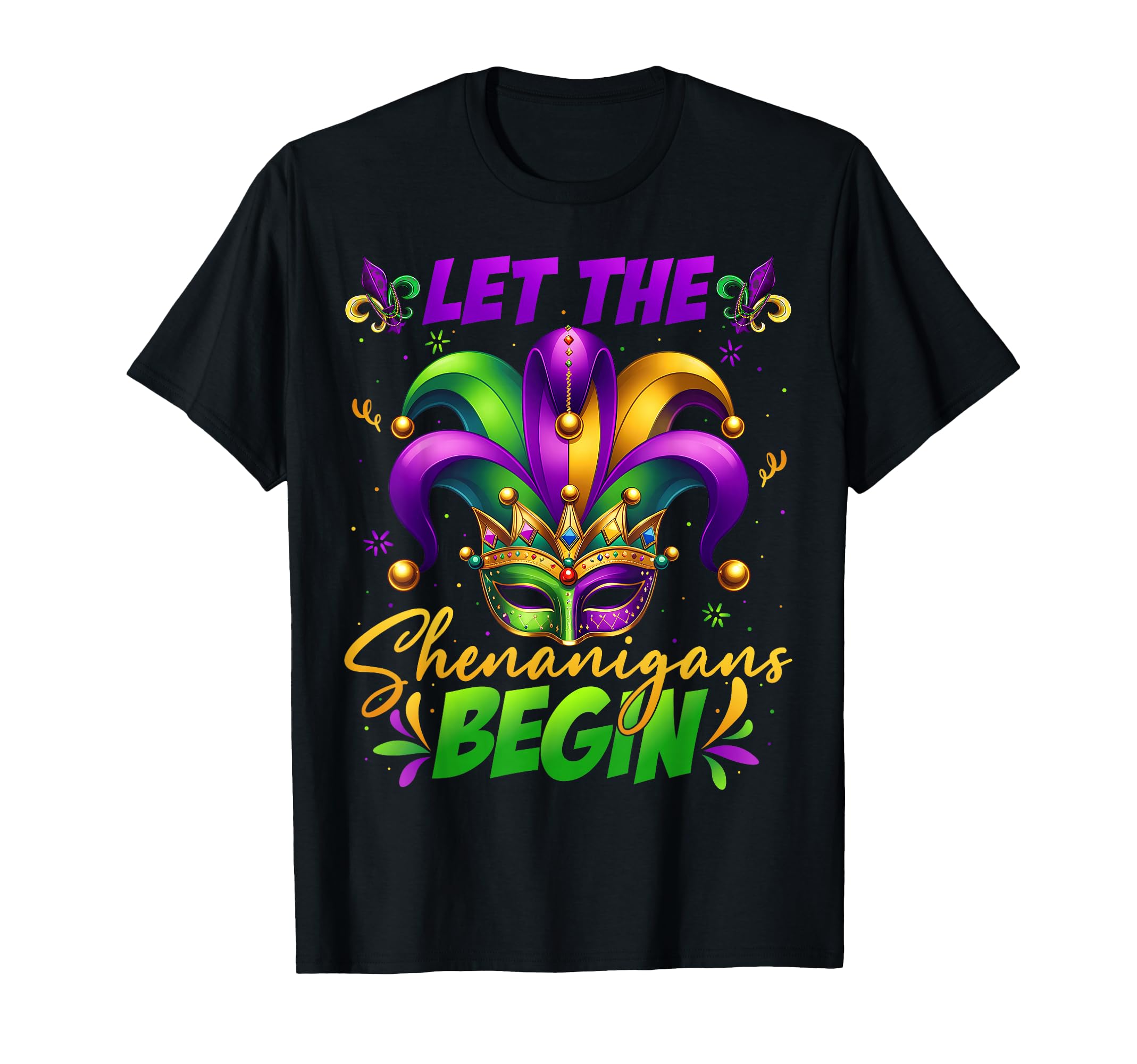 Let The Shenanigans Begin Masked Mardi Gras Kids Men Women T-Shirt 3XL ...
