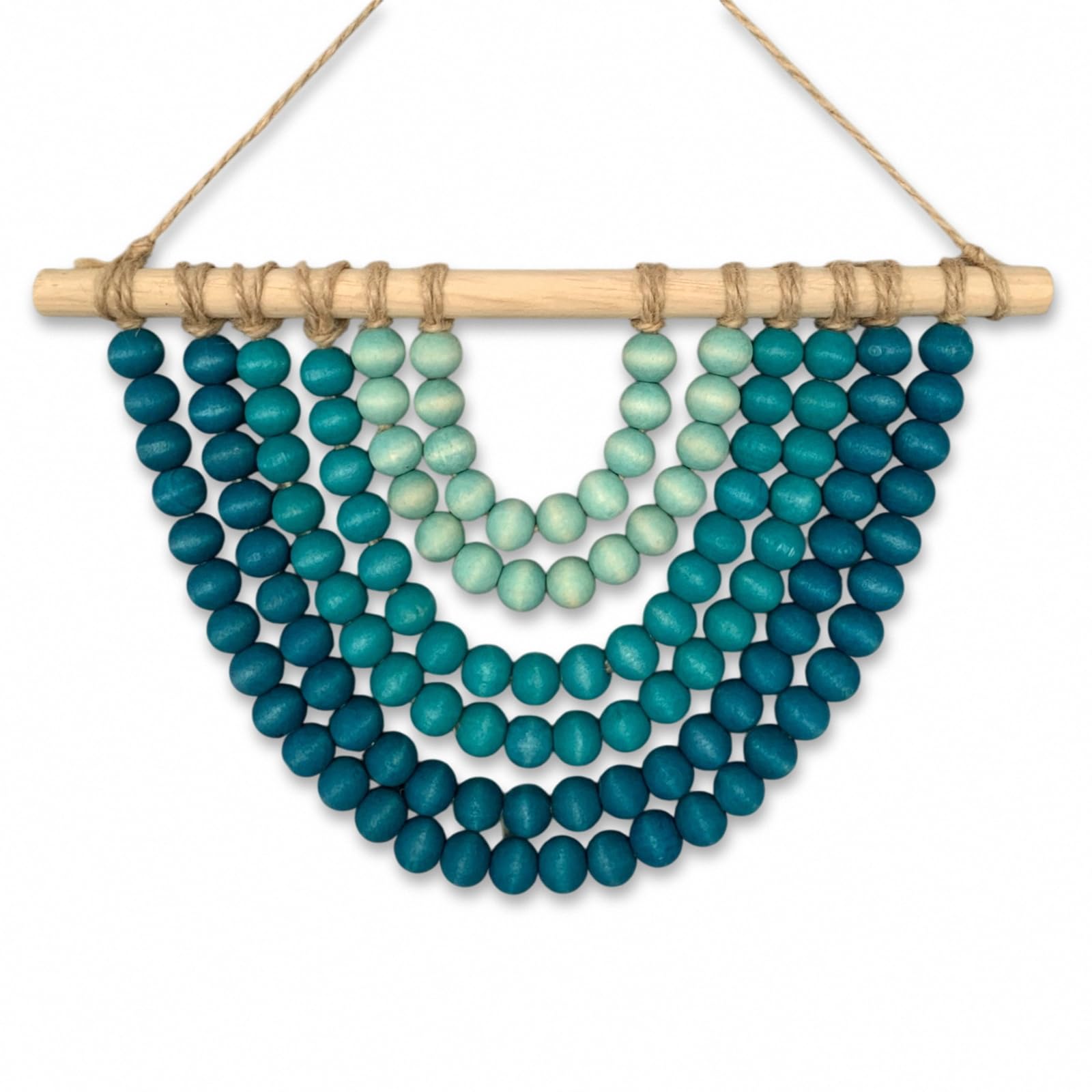 Boho Ombre Wood Bead Wall Hanging, Handmade Unique Giant Art Decor for ...