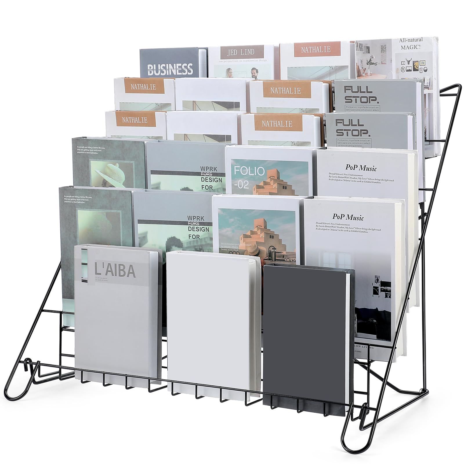 Gejoy 6 Tiered Book Display Rack Wire CD Display Rack Book ...