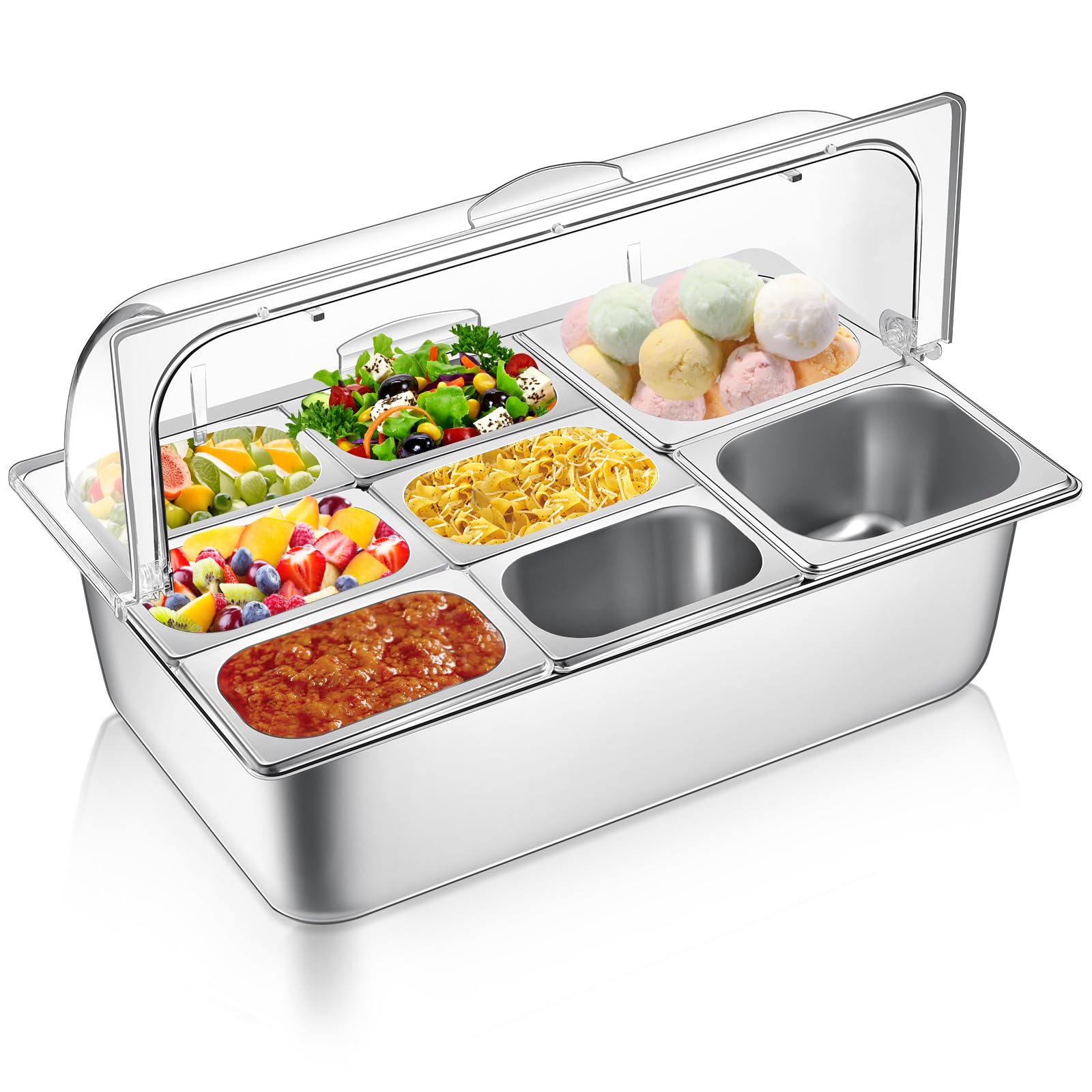 Ziliny Countertop Food Serving Display Container and Clear Roll Top ...