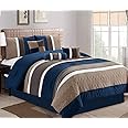 Amazon.com: JBFF Collection Bed in Bag 7PC Luxury Stripe Microfiber ...