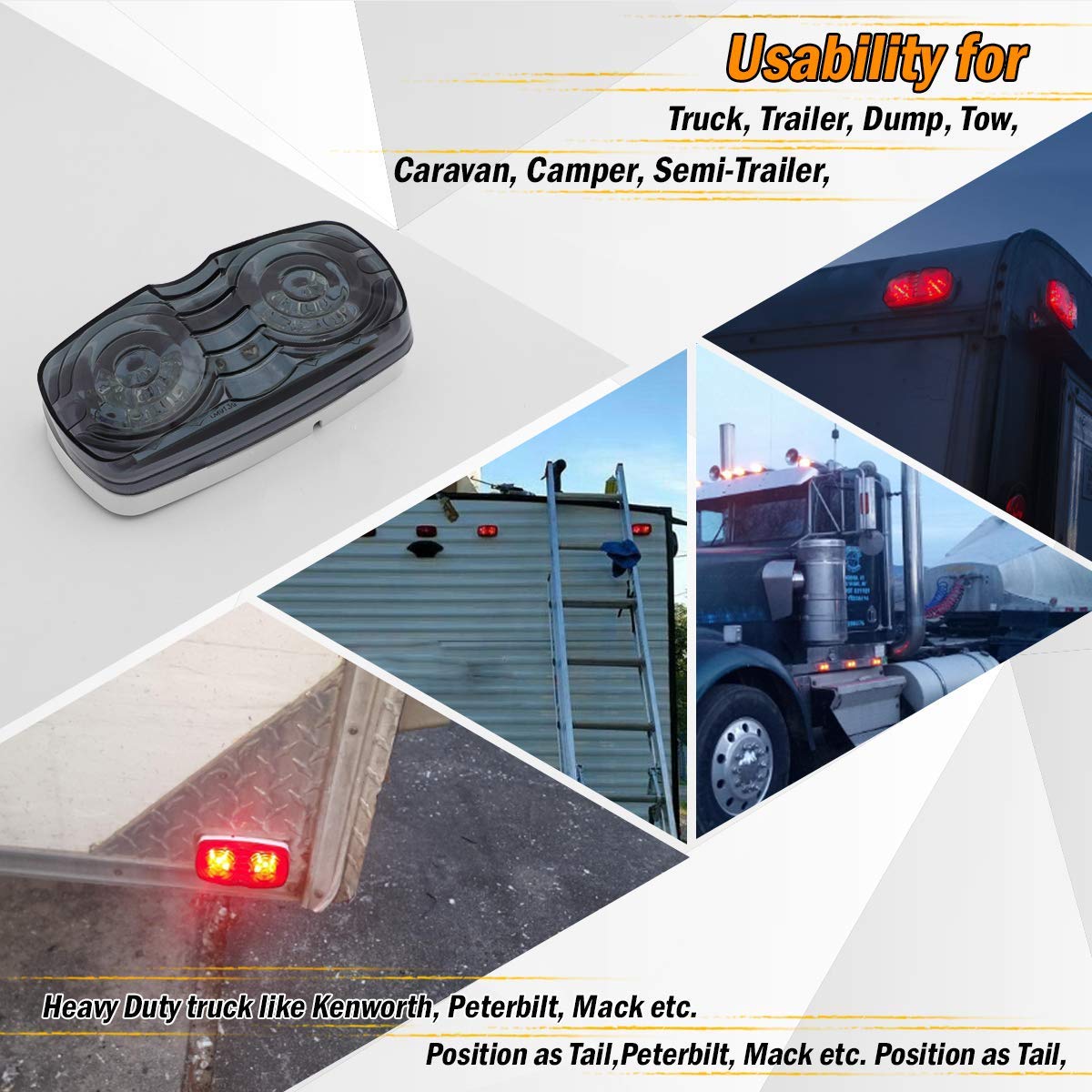 Meerkatt (Pack Of 2) Smoked Lens Blue Indicator Lights 10 LED Double ...