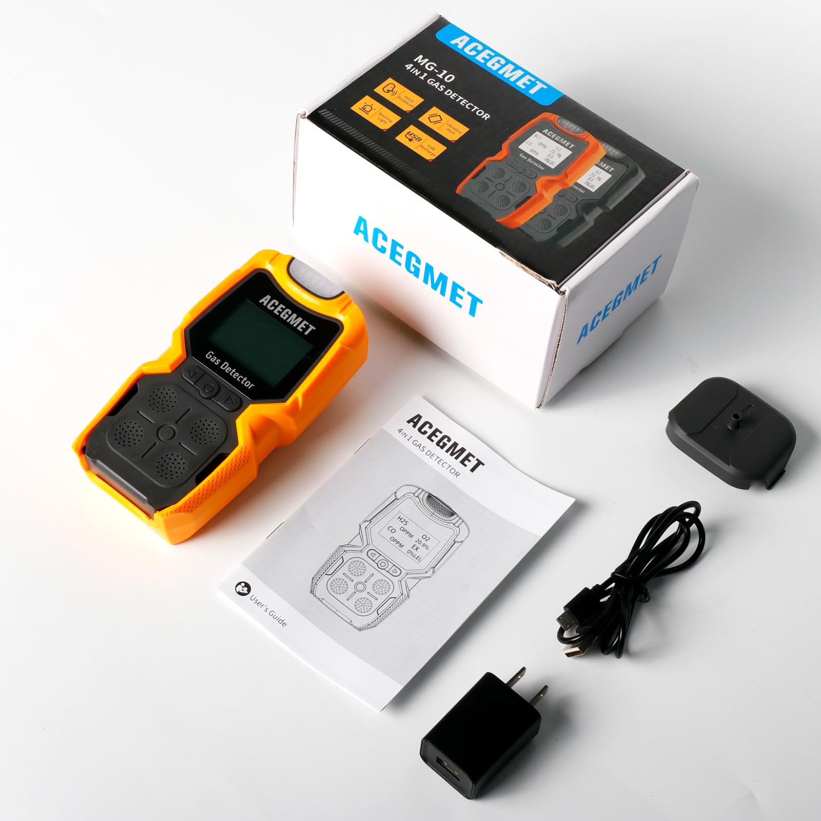 Gas Detector, ACEGMET 4 Gas Monitor Multiple Indicator (Vibration ...