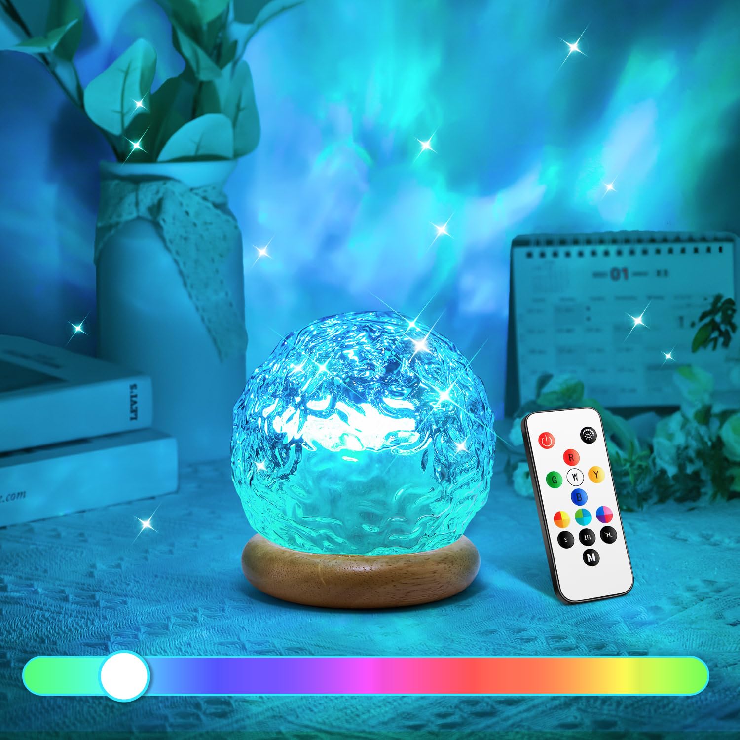 Mood Lighting Crystal Lamp,18 Color Changing Lamp Ocean Light Projector ...