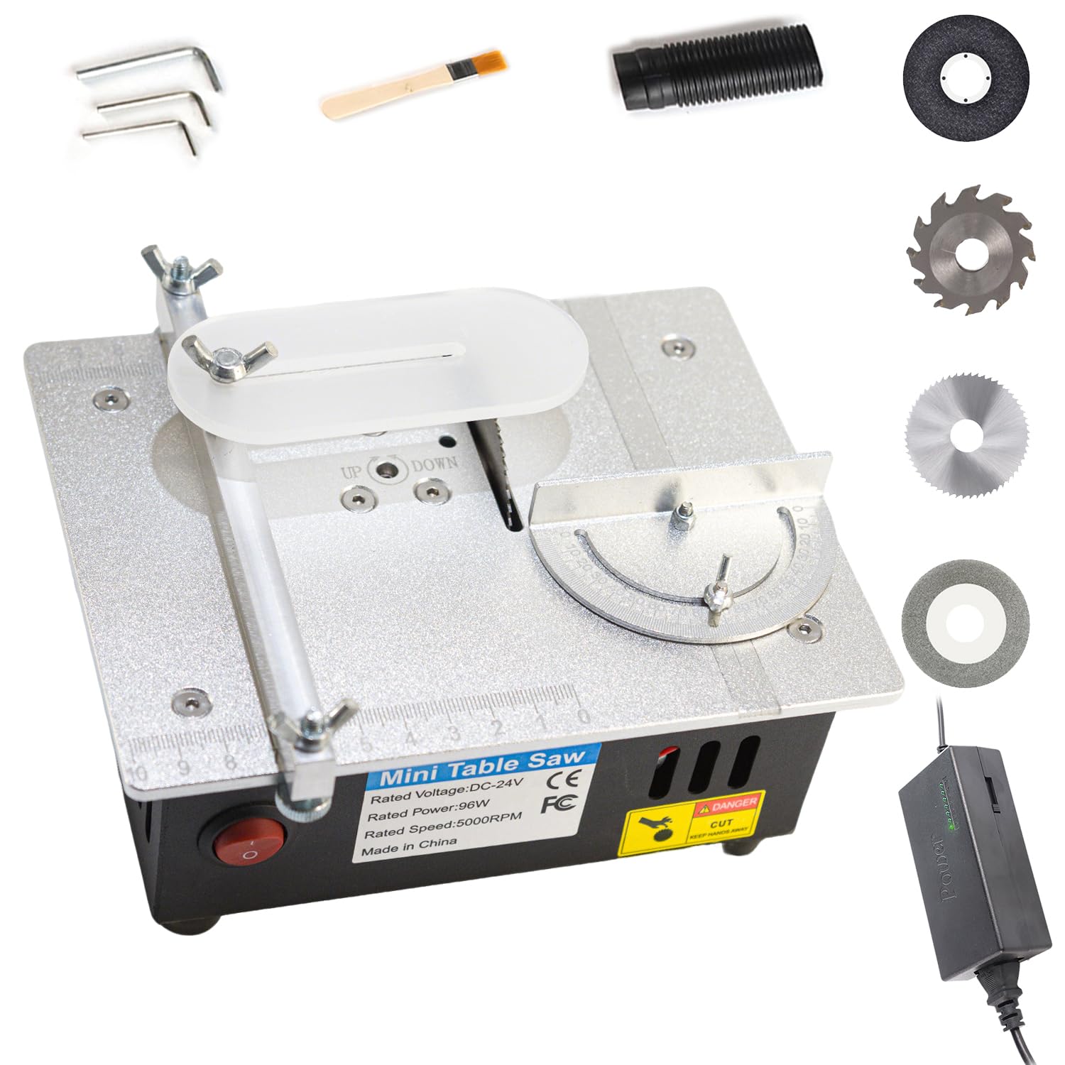 Mini Table Saw, RTOVZON 96W Mini Desktop Electric Saw Cutter 7.1"x5.5 ...