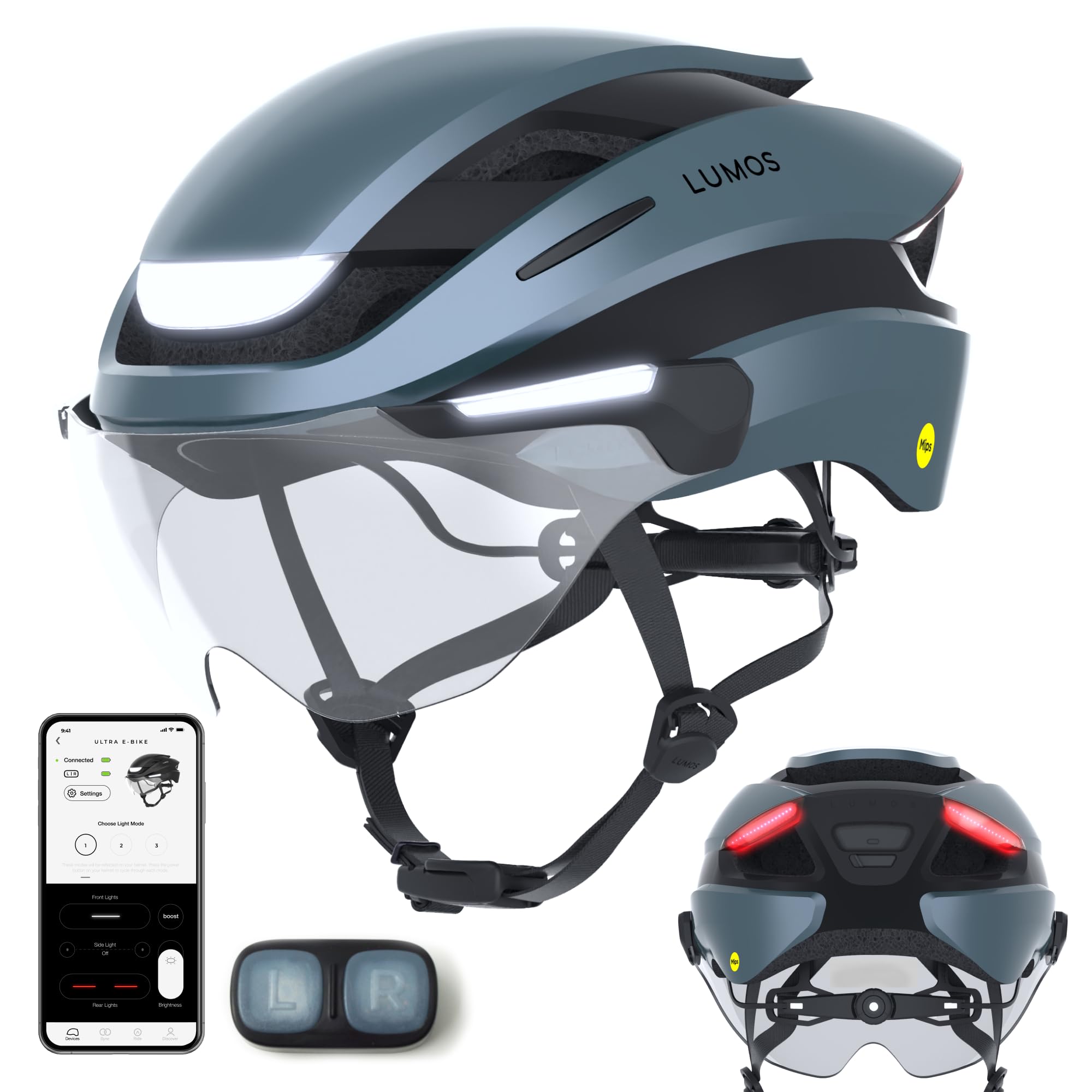Lumos Ultra E-Bike Smart Helmet | NTA 8776 Certified | Front & Rear LED Lights | Retractable ...
