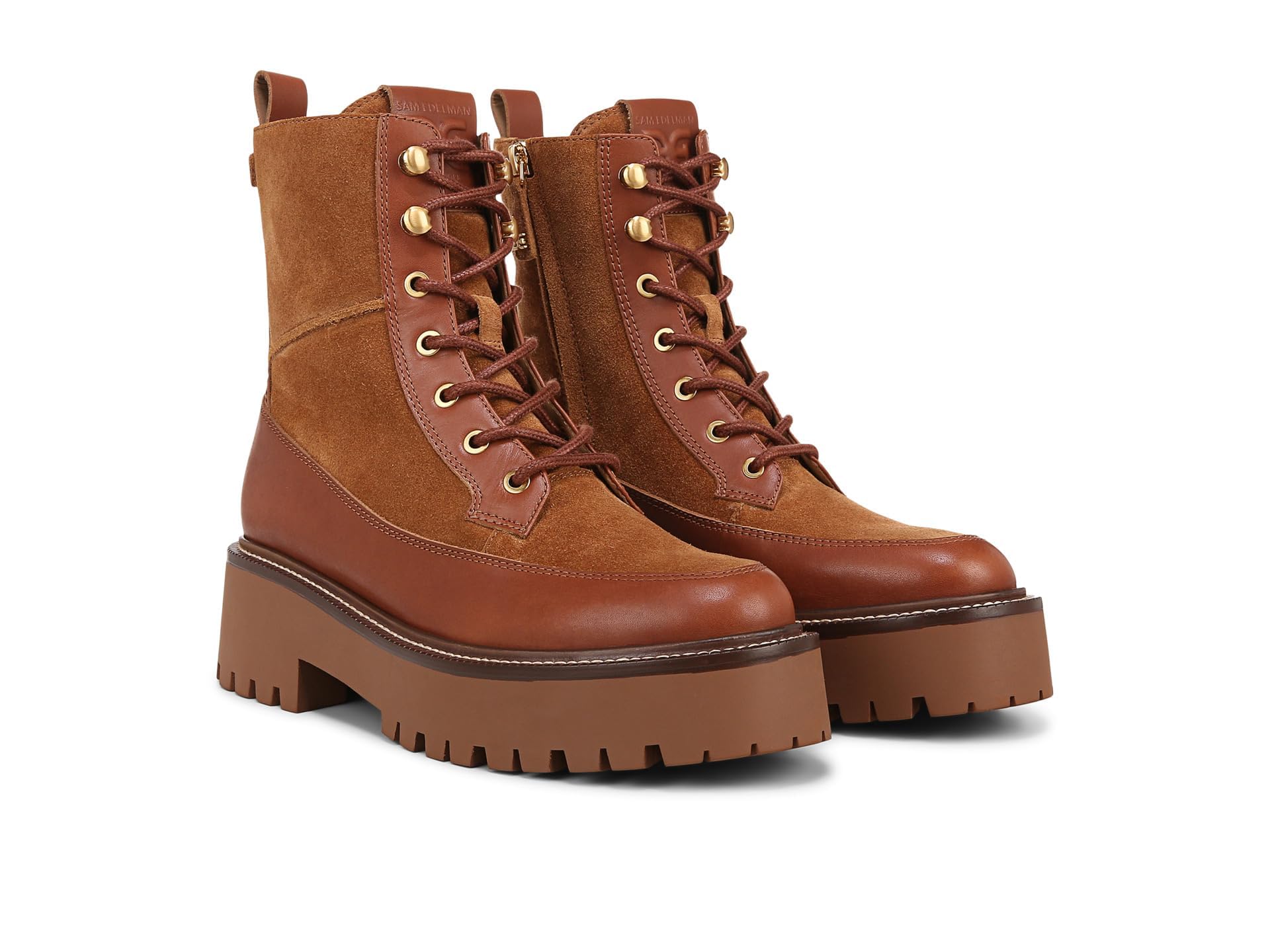 Sam Edelman Women's Elliot Combat Boot Frontier Brown/Rich Cognac 8 ...