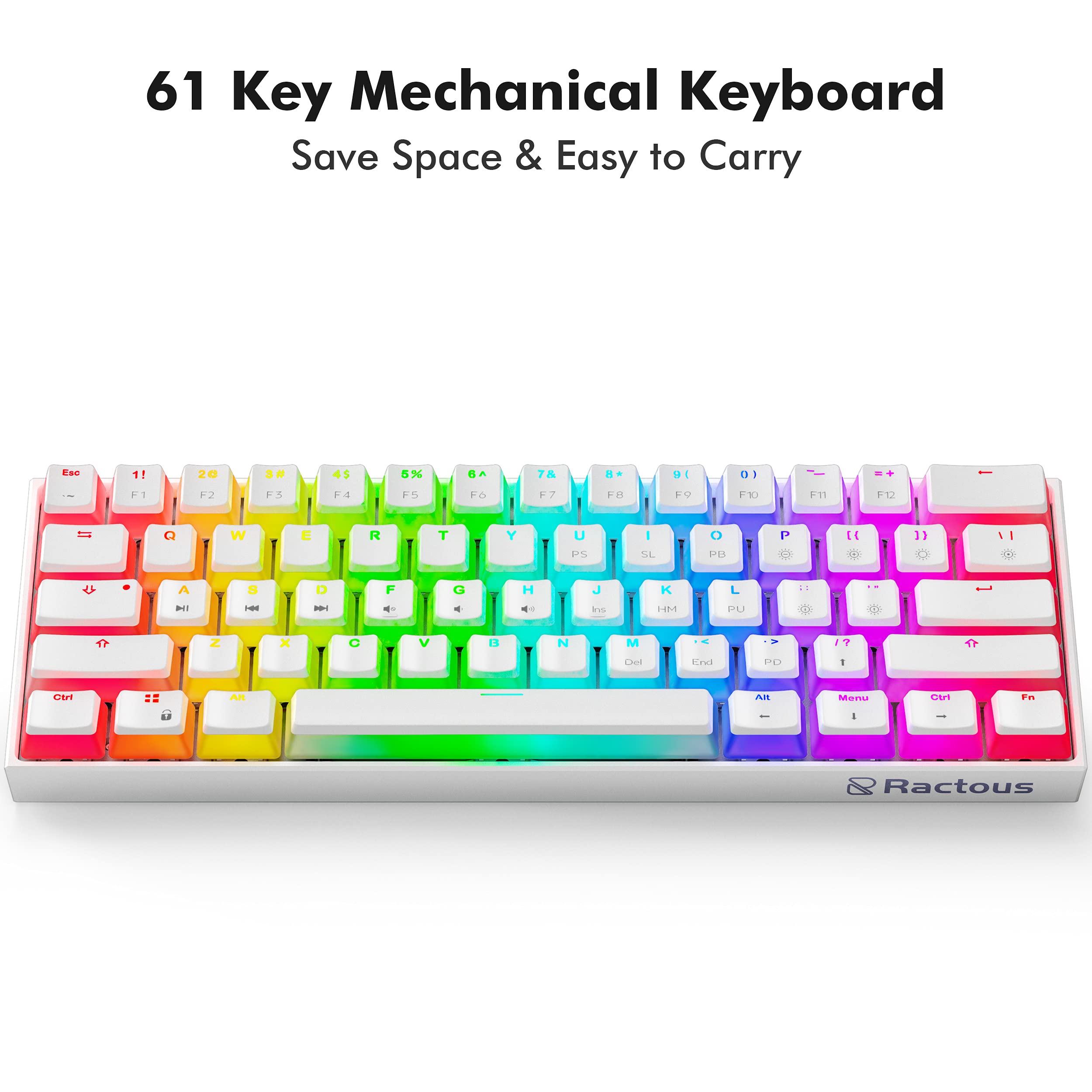 Mua Ractous RTK61 60% Mechanical Gaming Keyboard RGB Backlit PBT ...