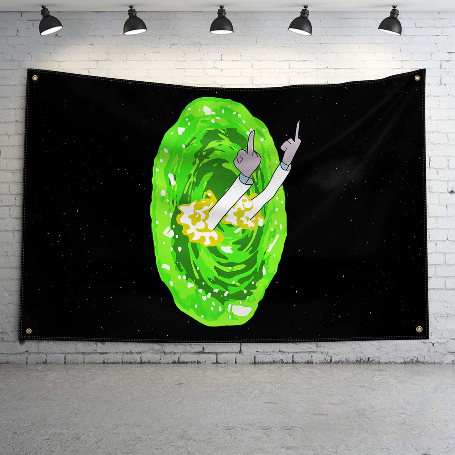 Buy Rick and Morty Indoor Wall Banner Rick Middle Finger Wall Hanging ...