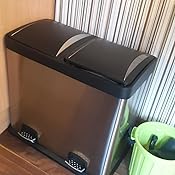 Dual Recycling Bin 60L By HARIMA | Black Rubbish Bin | Food Waste Pedal ...
