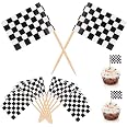 Amazon.com | 100pcs Mini Checkered Toothpick Flags, Black&White Mini ...