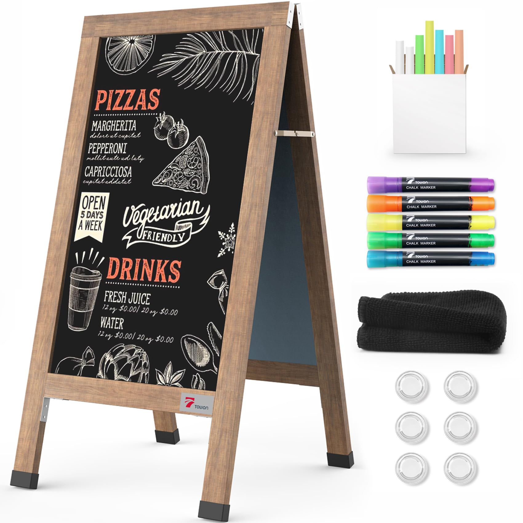 TOWON Large Floor-Standing Chalkboard Sign with Black Metal Easel ...