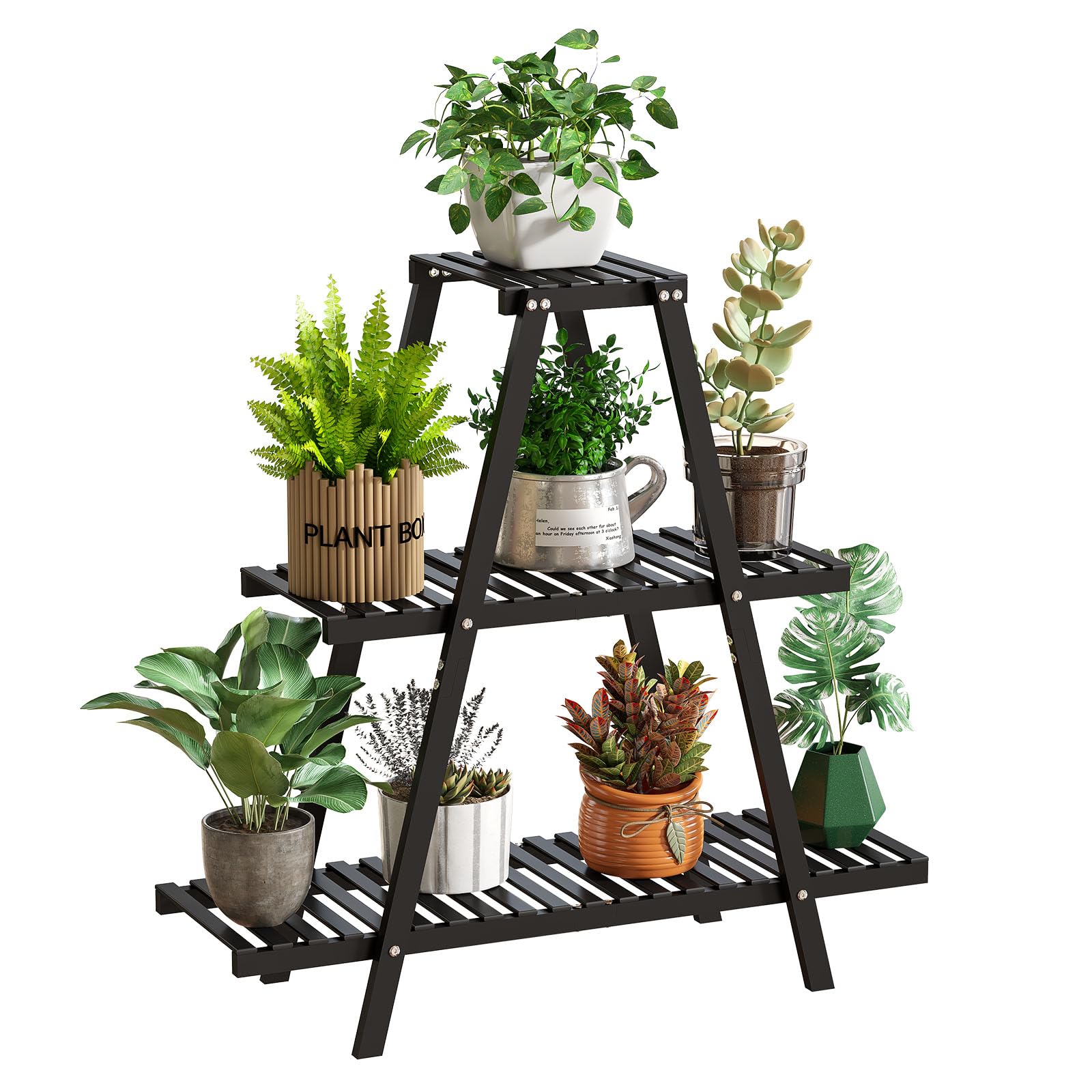 Plant Stand Indoor Plant Shelf Outdoor bamboo Plant Rack, 3 Tiers ...