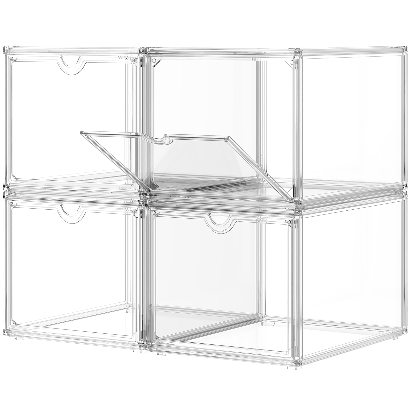 Clear Shoe Storage Boxes Stackable, Display Case, Shoe Display Case, 4 ...
