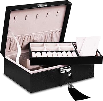 Amazon.com: misaya Jewelry Organizer Box - Women Two Layer Display ...