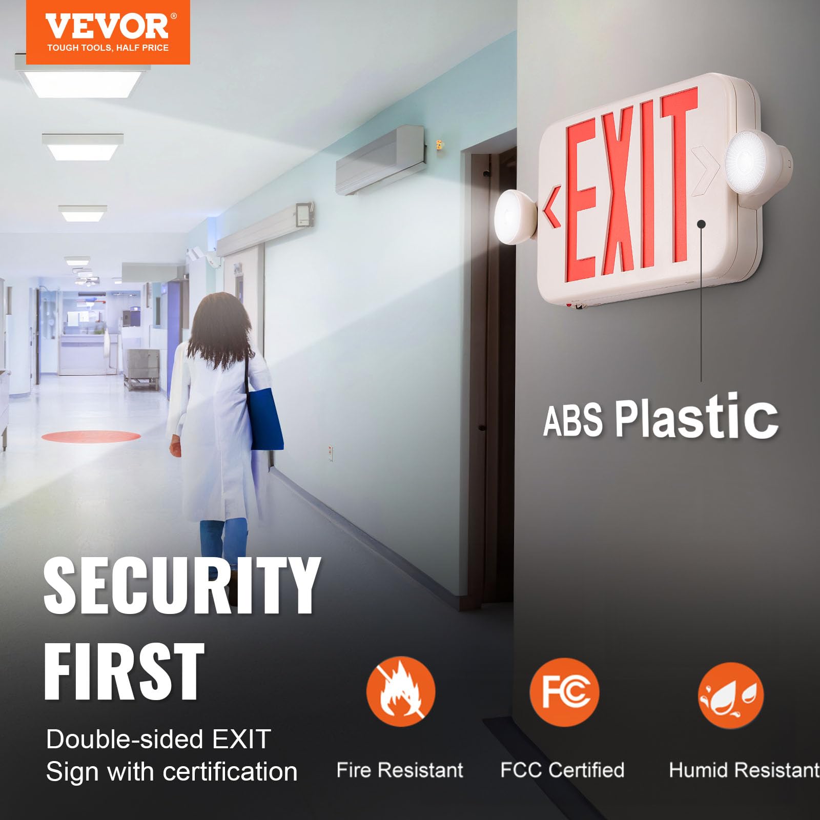 Mua VEVOR LED Exit Sign with Emergency Lights, Two LED Adjustable Heads ...
