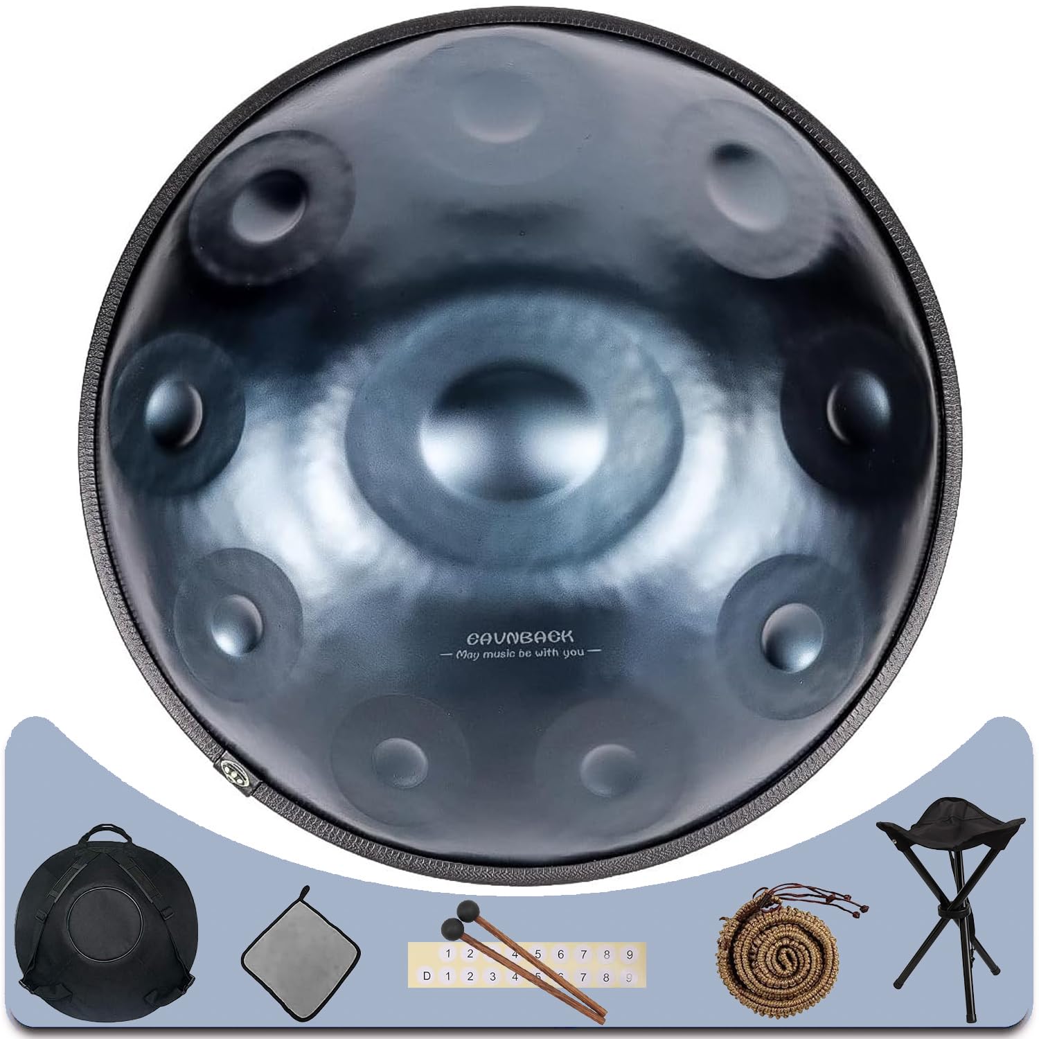 Eavnbaek Advanced Adult Handpan Drum, 22-Inch 10-Notes 440Hz D Minor ...