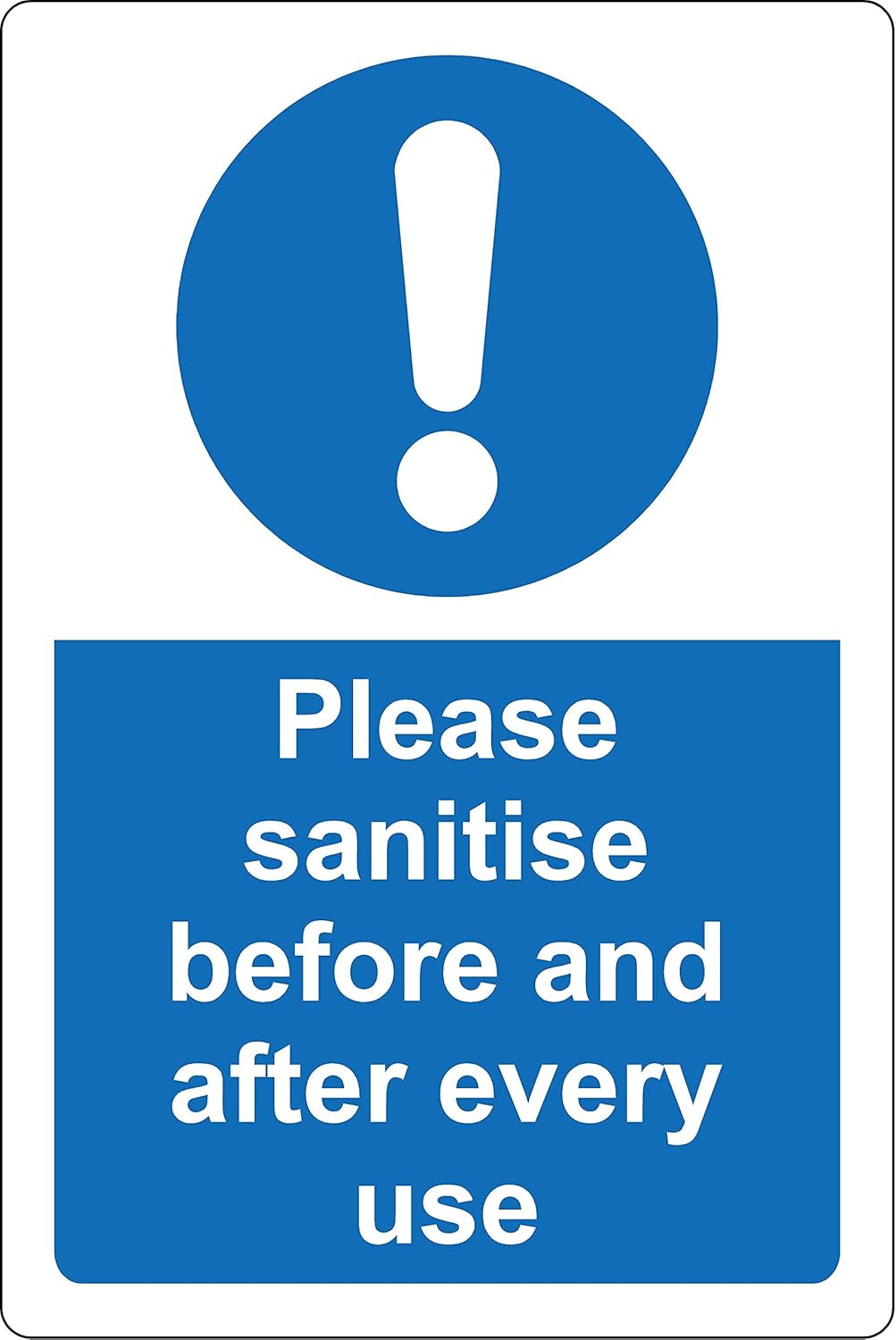 Please sanitise before and after every use office shop Safety sign ...