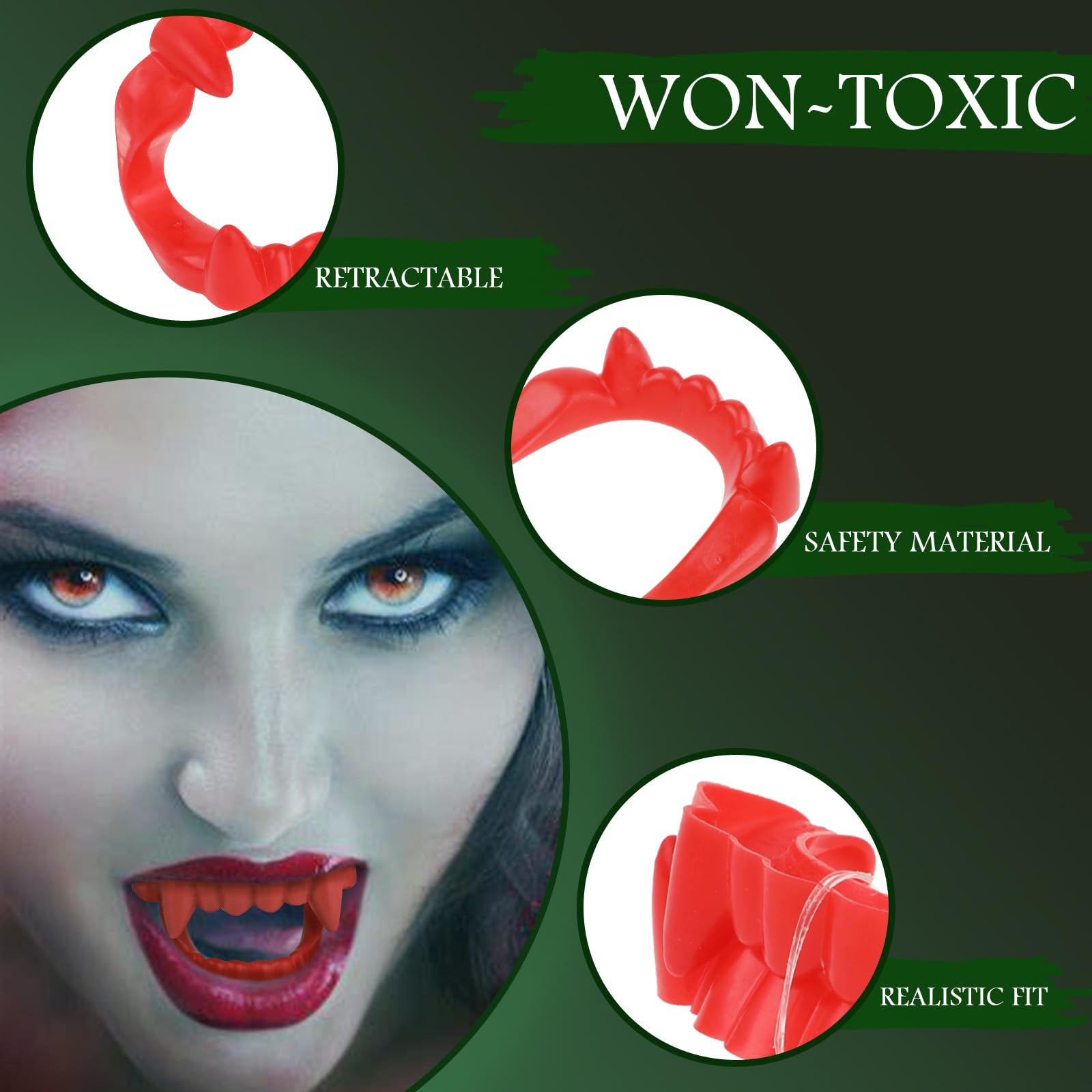 Mua Ouligay 12pcs Halloween Teeth Halloween Plastic Vampire Teeth Glow in The Dark Fangs Teeth ...