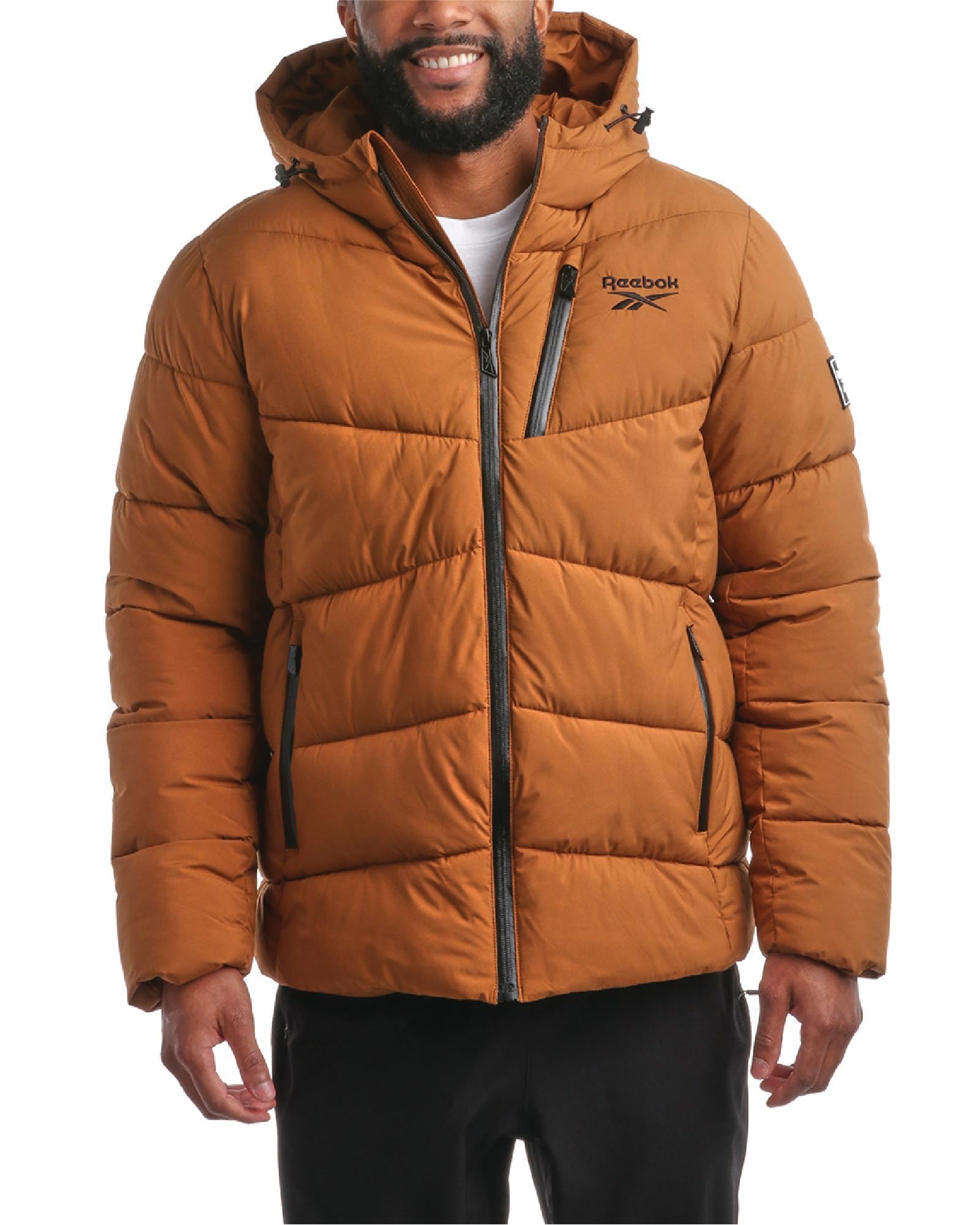 Reebok Men's Puffer Jacket - Comfort Stretch Insulated Puffer Jacket ...