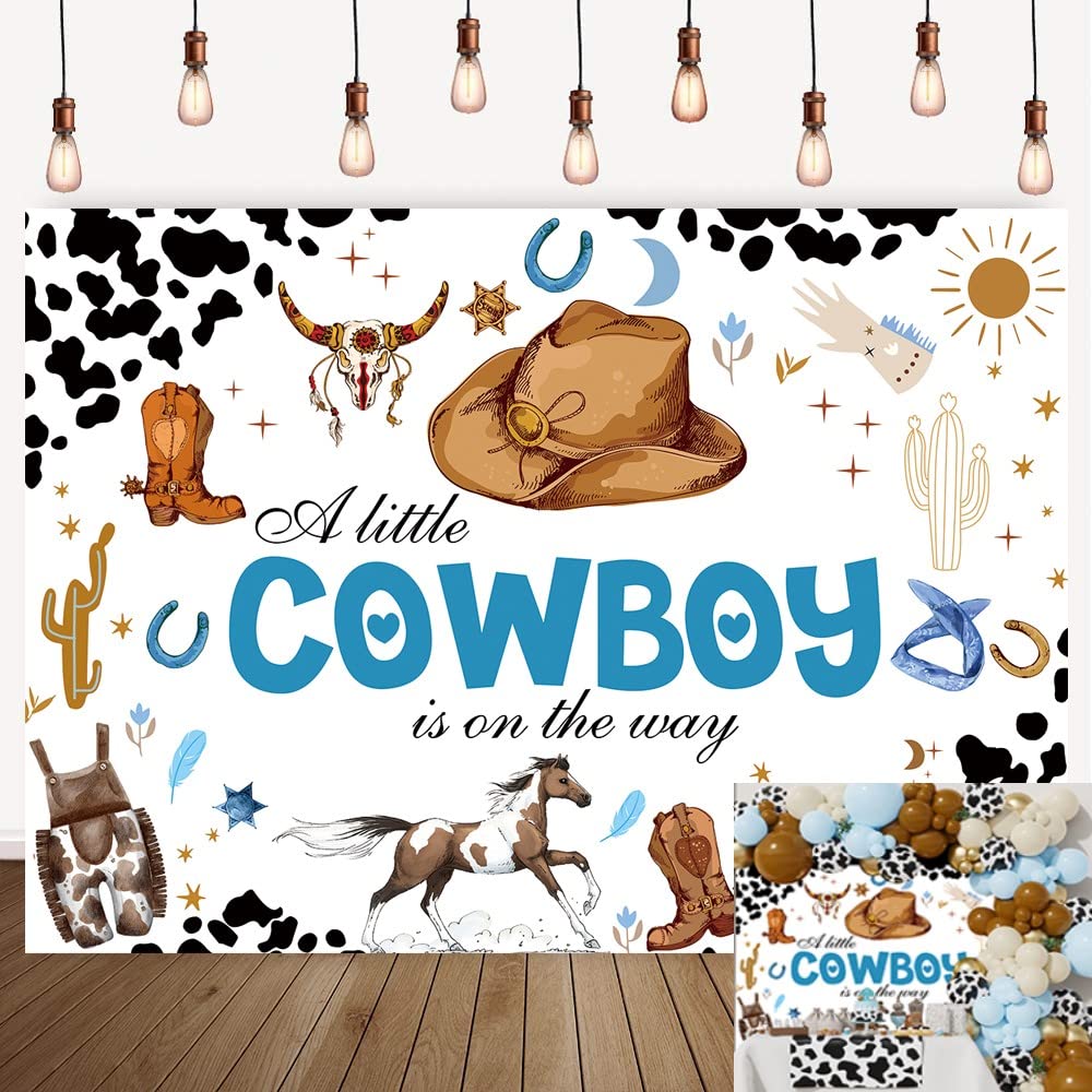 Cowboy Baby Shower Backdrop Wild West Theme A Little Cowboy is On The ...