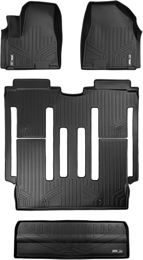 MAXFLOORMAT Floor Mats and MAXTRAY Cargo Liner Behind Third Row for Kia ...