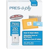 Amazon.com : Pres-a-ply Laser Address Labels, 0.5 x 1.75 Inches, White ...