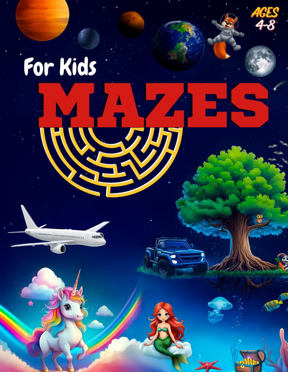 Mazes For Kids Ages 4-8: Fun Maze Activity Book For Kids Ages 4-6, 6-8 ...